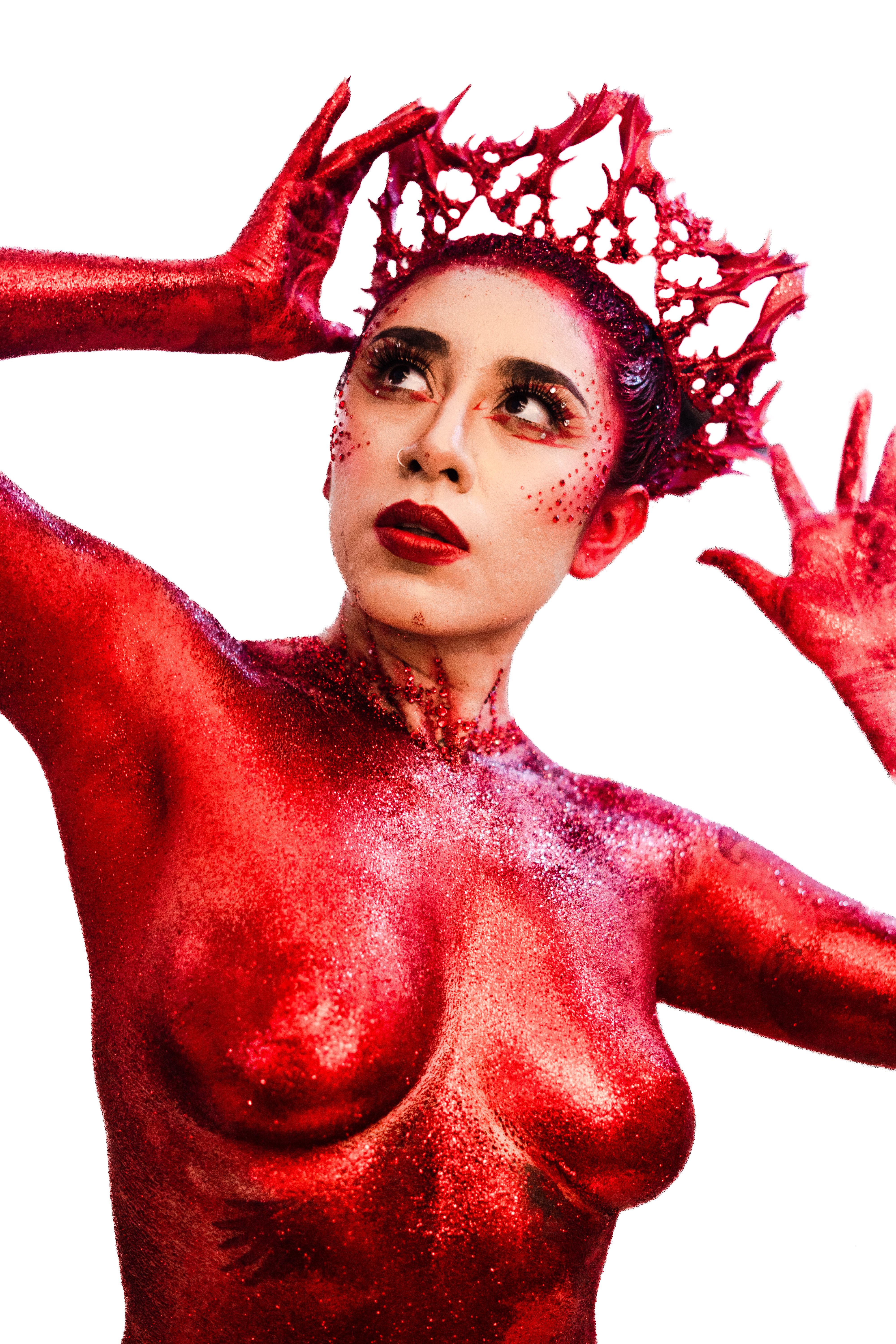 Portrait of Woman with Red Paint on Body · Free Stock Photo