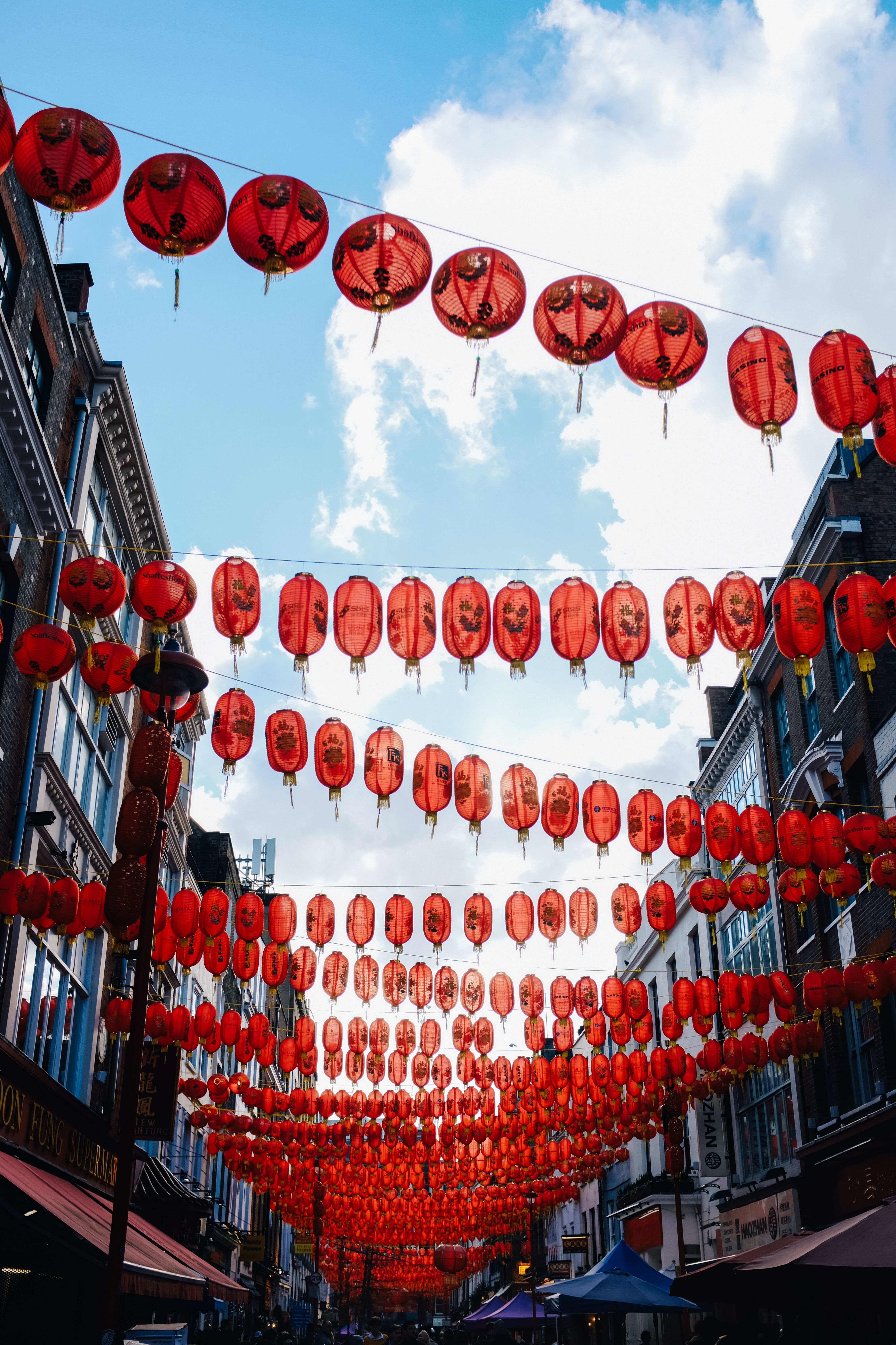 Lanterns Above a Street · Free Stock Photo