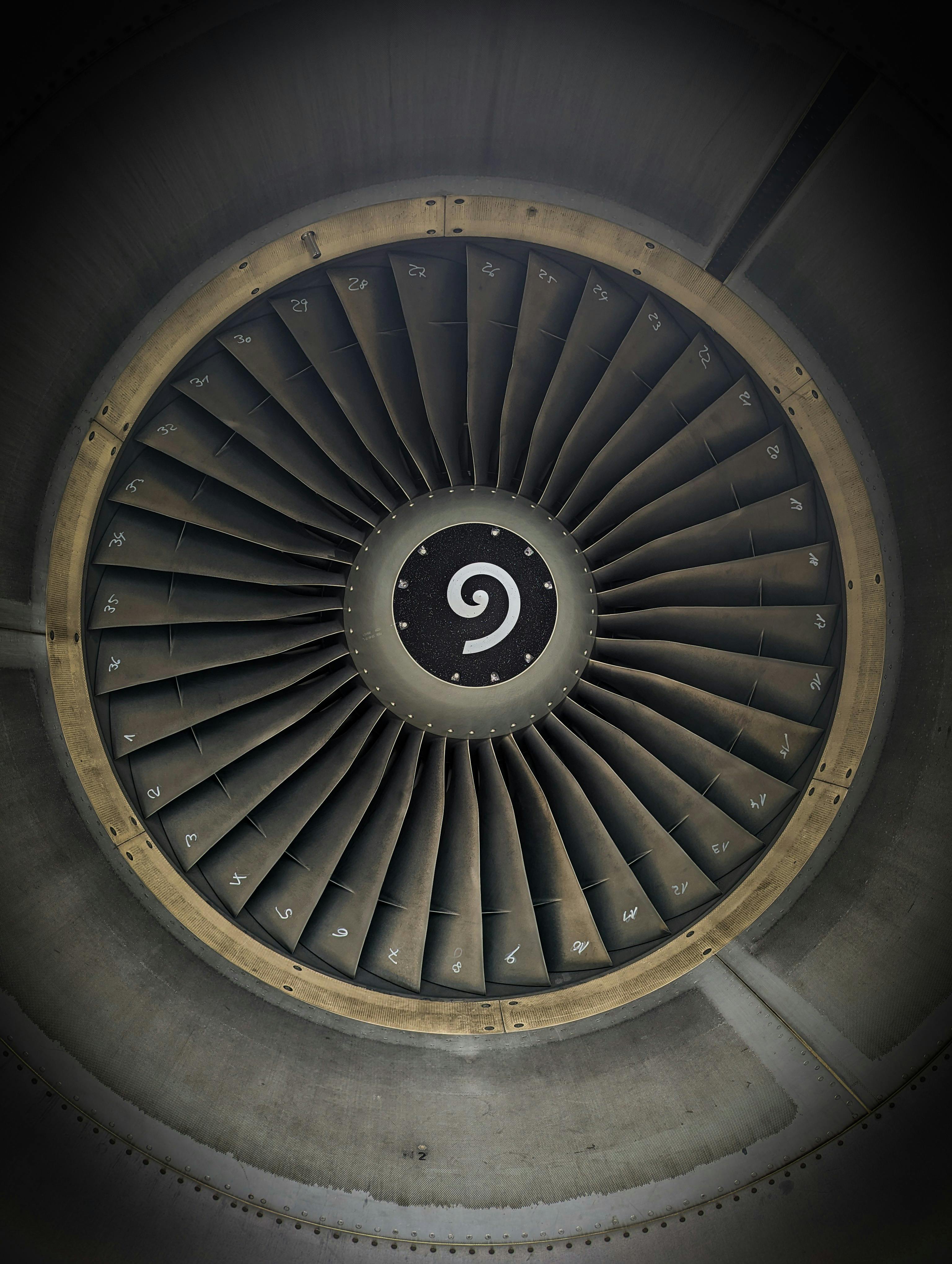 Grayscale Photo of an Aircraft Engine · Free Stock Photo