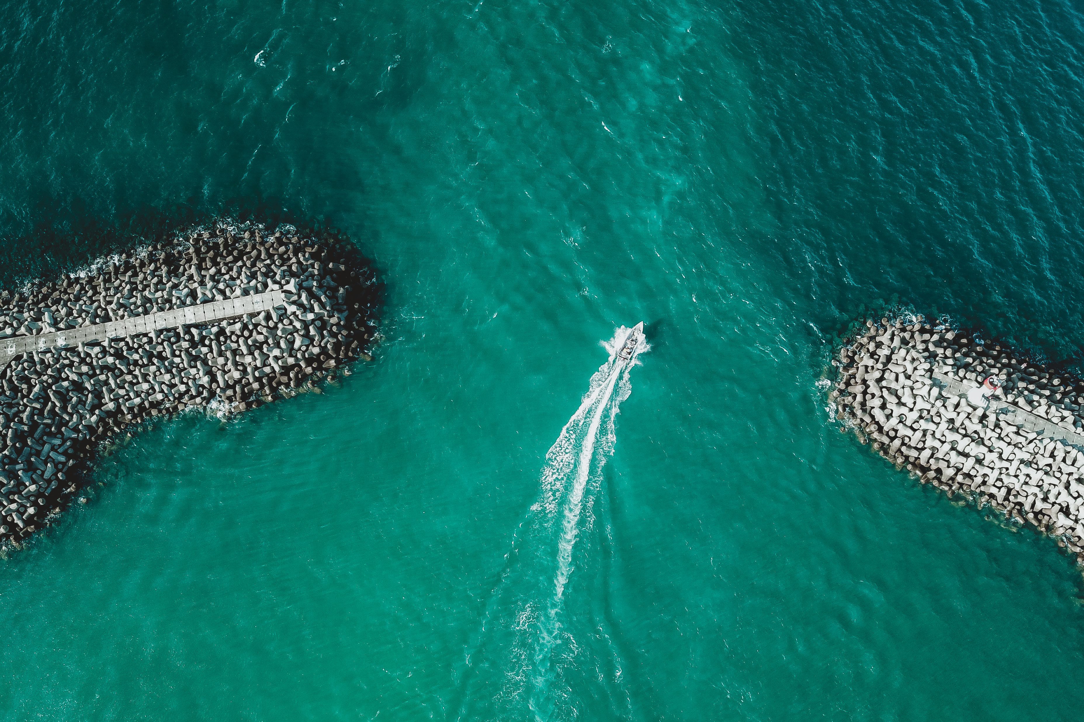 Aerial View of a Ship on a Sea · Free Stock Photo