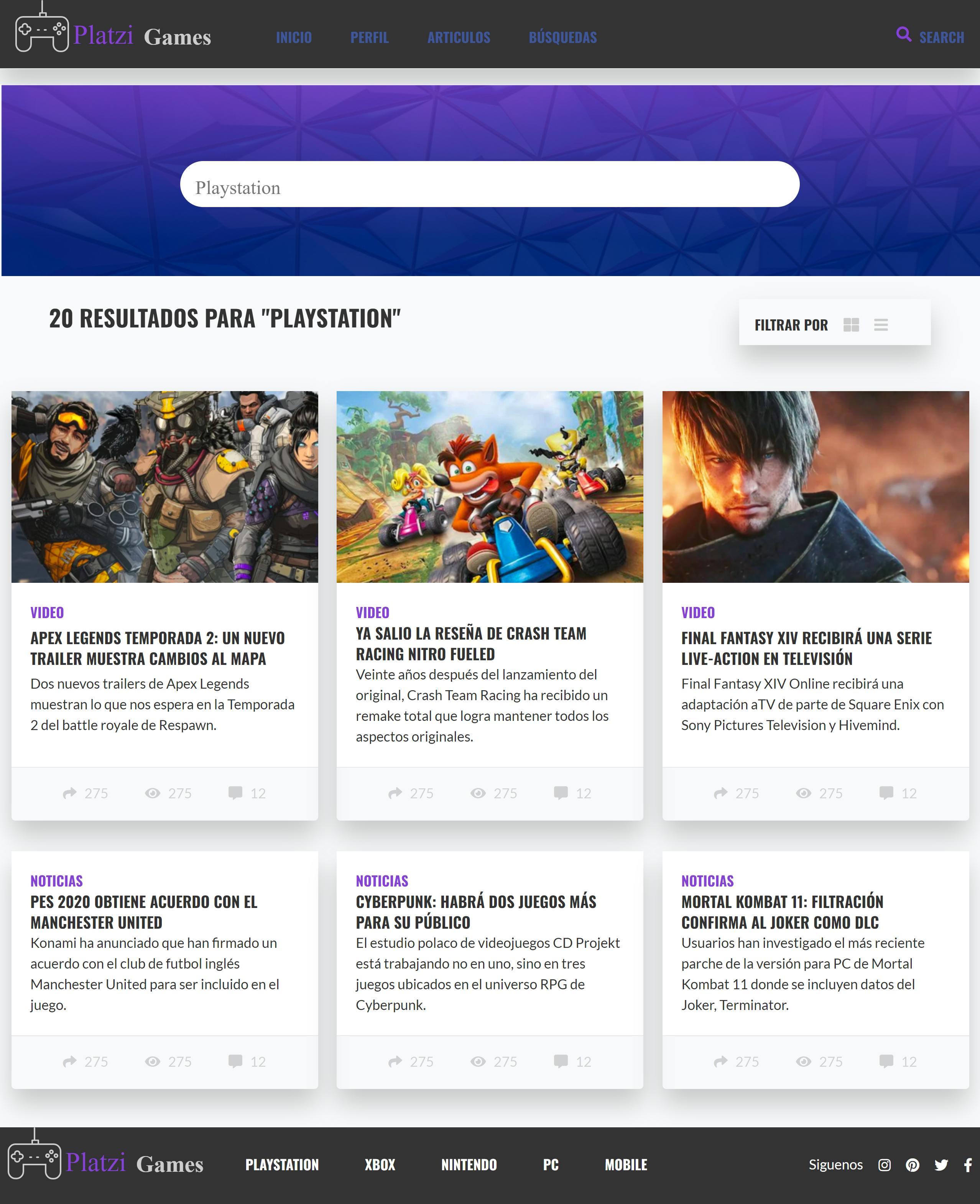 GitHub - oneshot0/PlatziGames_prepros: Página web de videojuegos, usando la ayuda de los ...