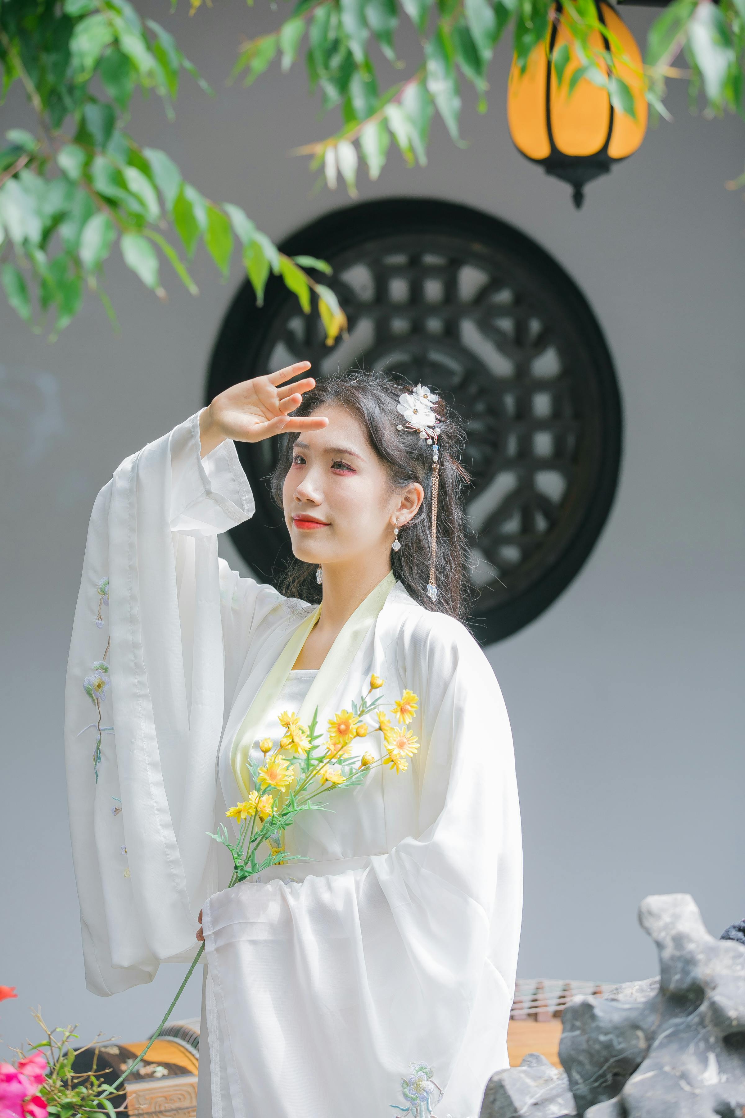 Woman Posing in White, Traditional Clothing · Free Stock Photo