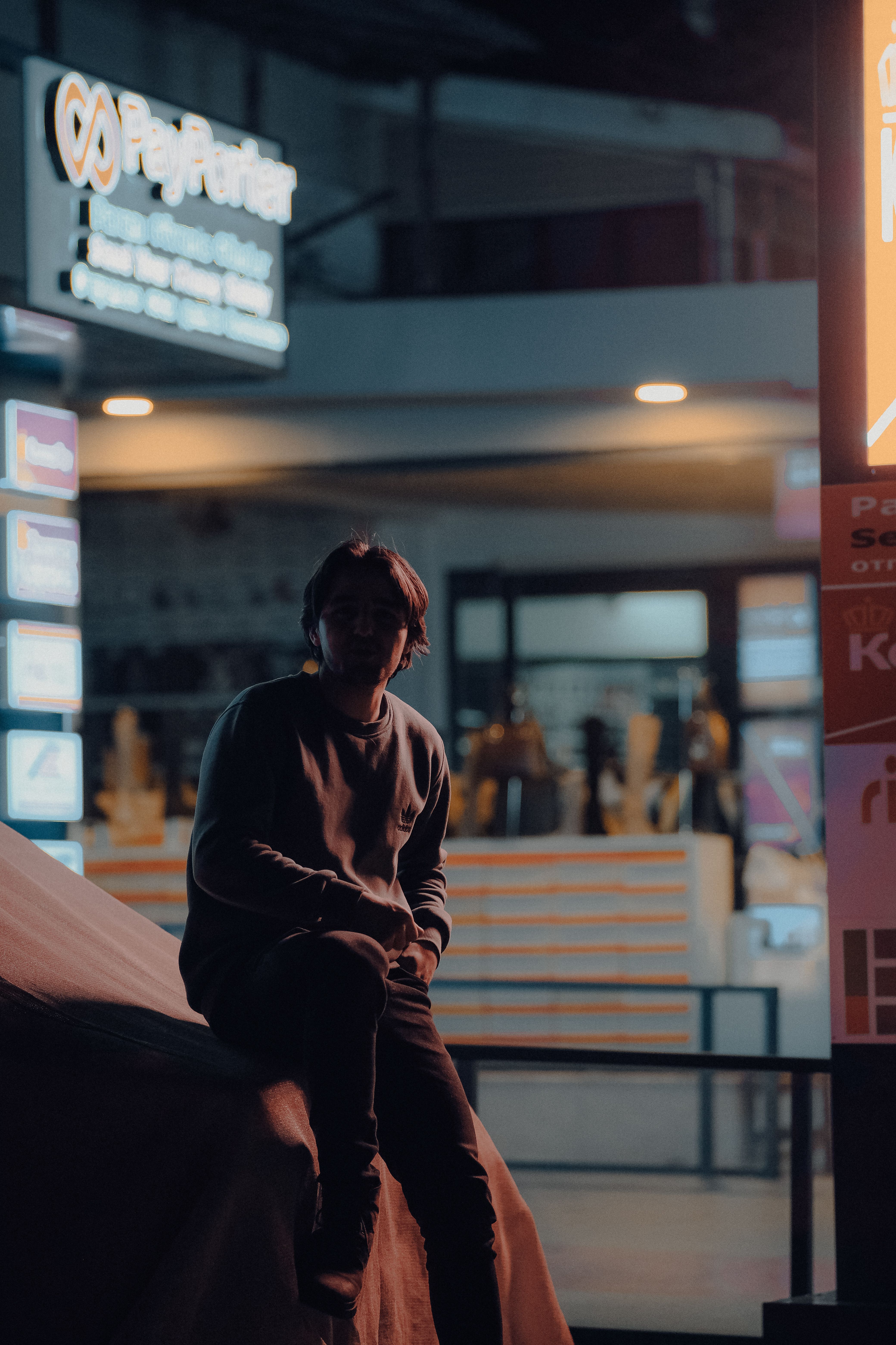 Man Posing in Shadow in Town at Night · Free Stock Photo