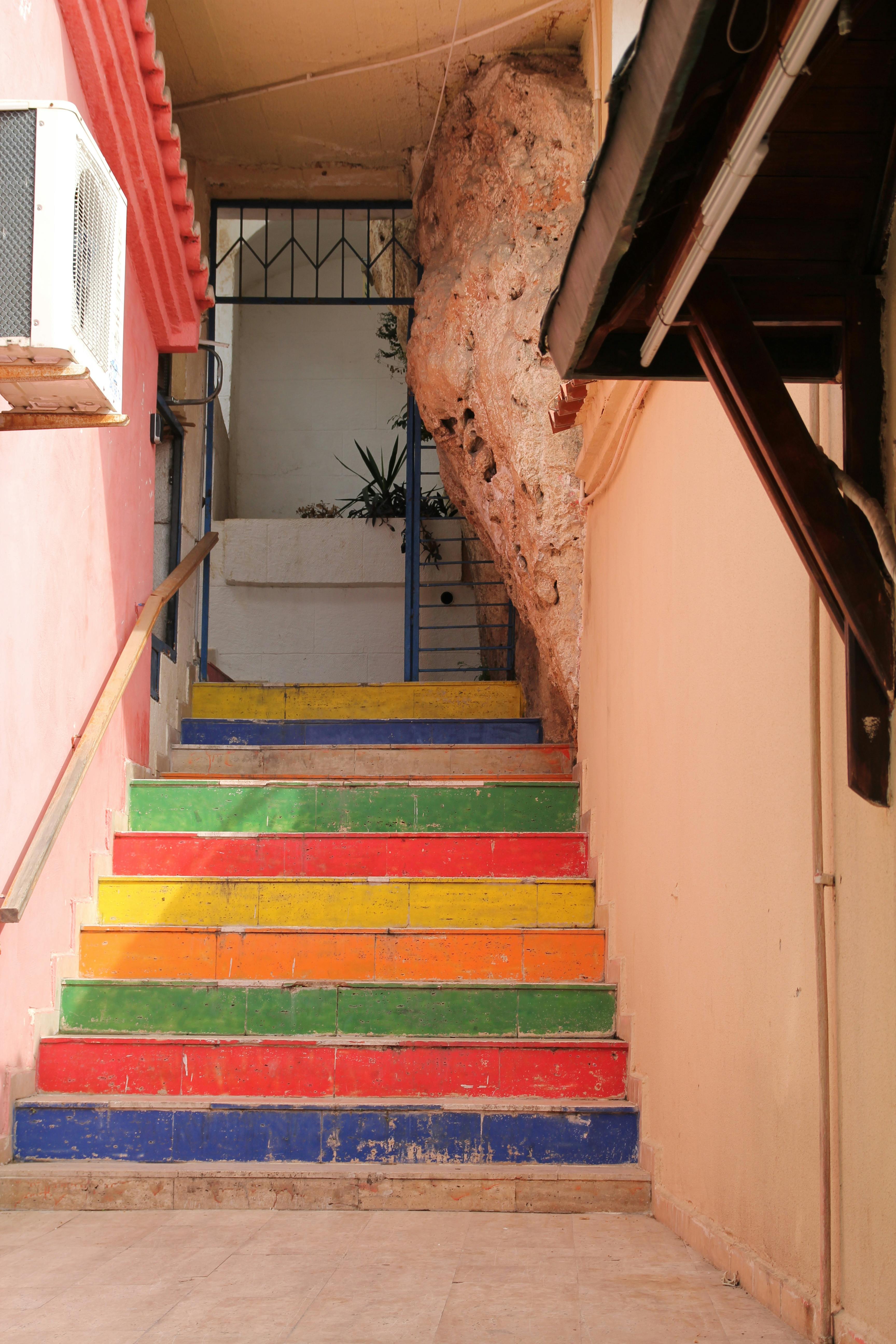 Multi Colored Steps of Entrance Stairs · Free Stock Photo