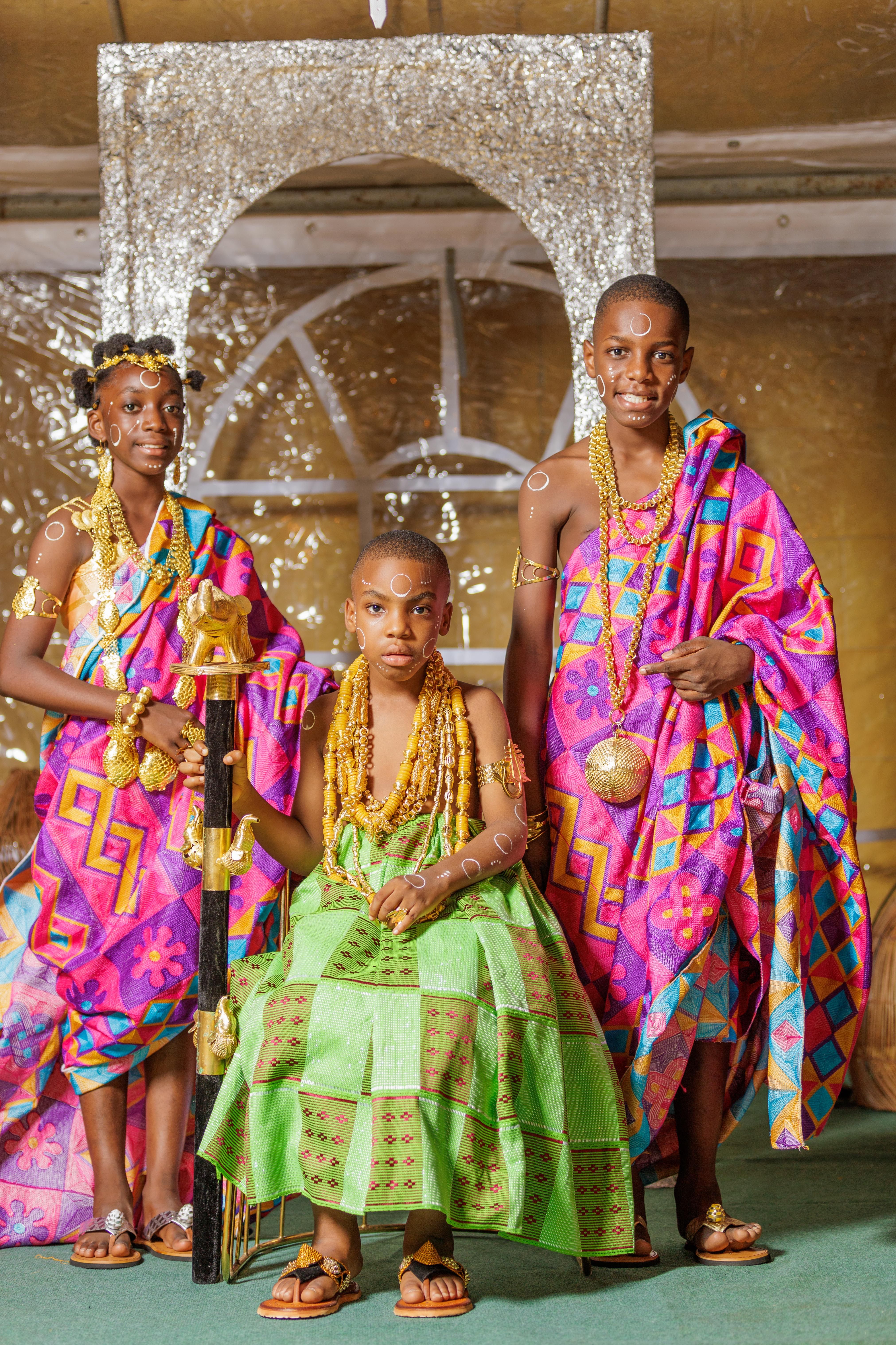 Boys and Girl Posing in Traditional Clothing · Free Stock Photo