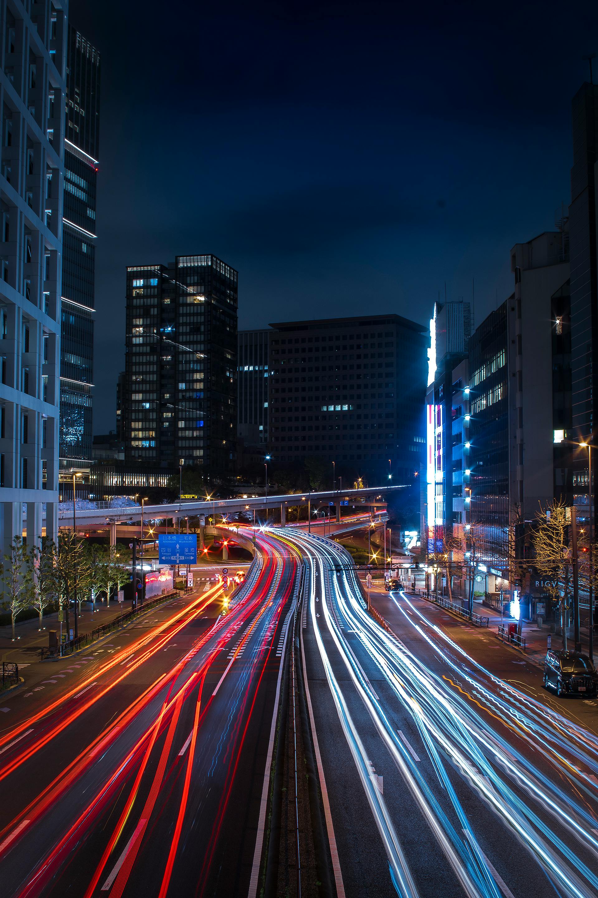 City Downtown Roads at Night · Free Stock Photo
