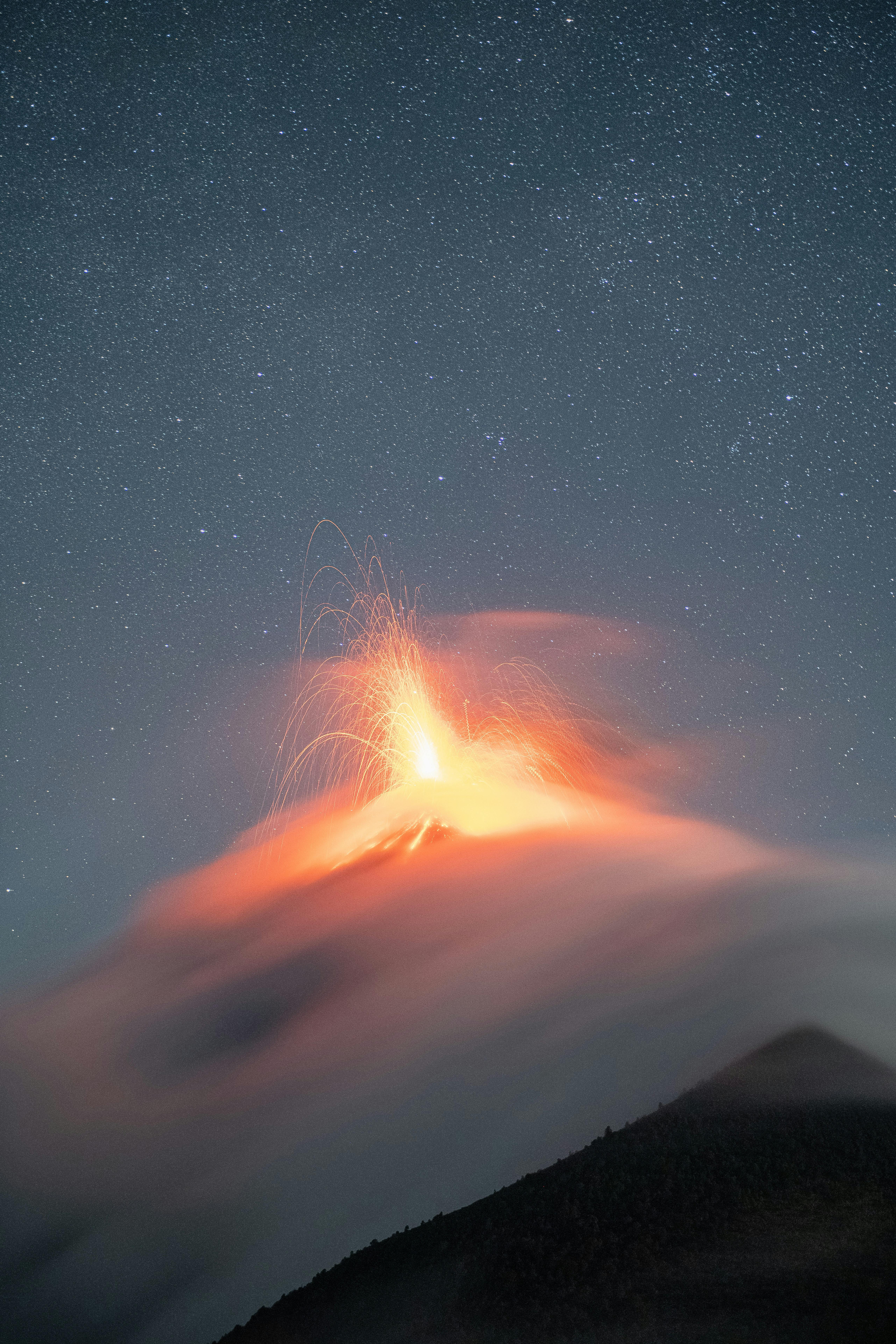 Aerial View of an Erupting Volcano · Free Stock Photo