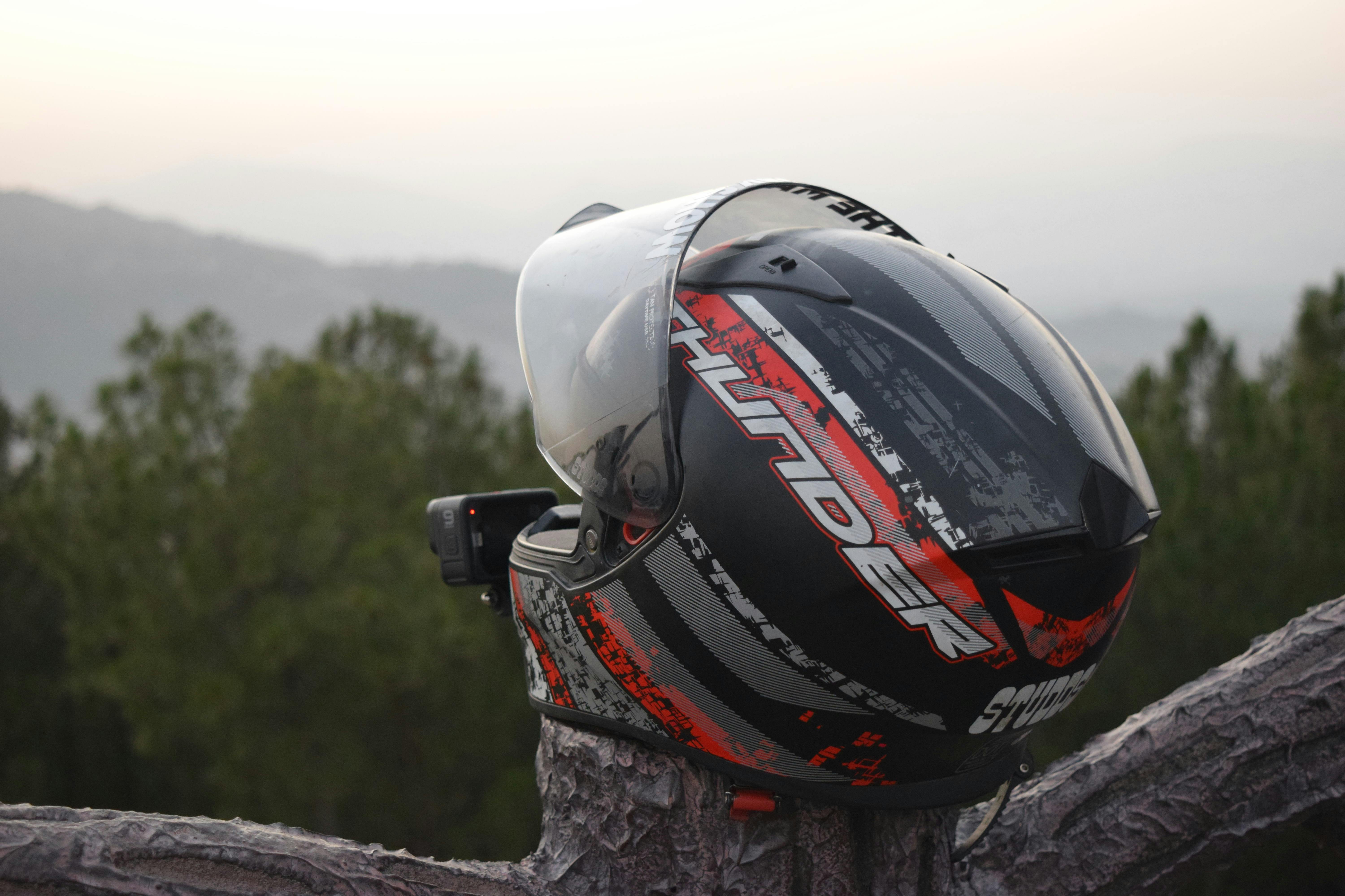 Close up of Motorcycle Helmet with Camera · Free Stock Photo