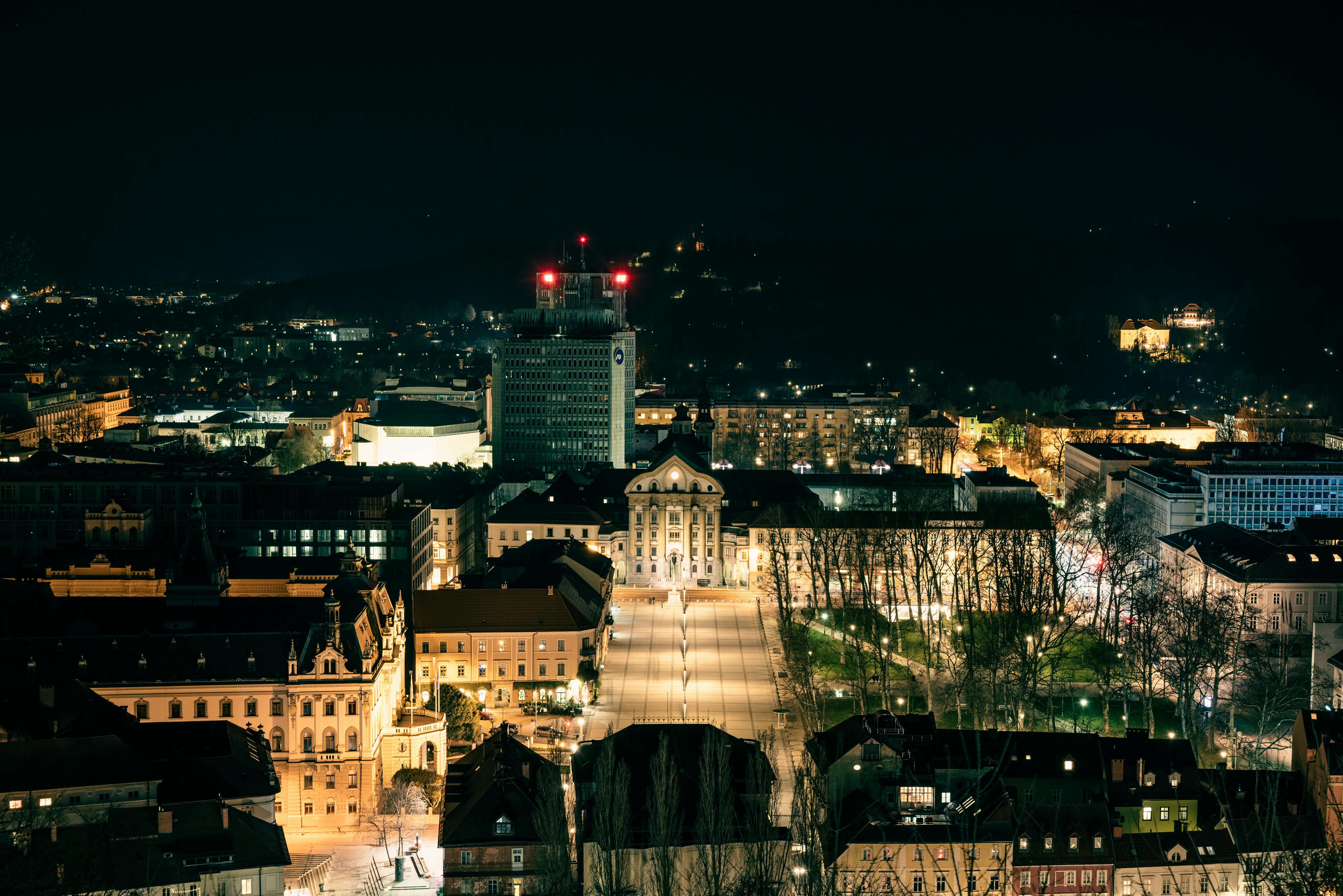 Illuminated City at Night · Free Stock Photo