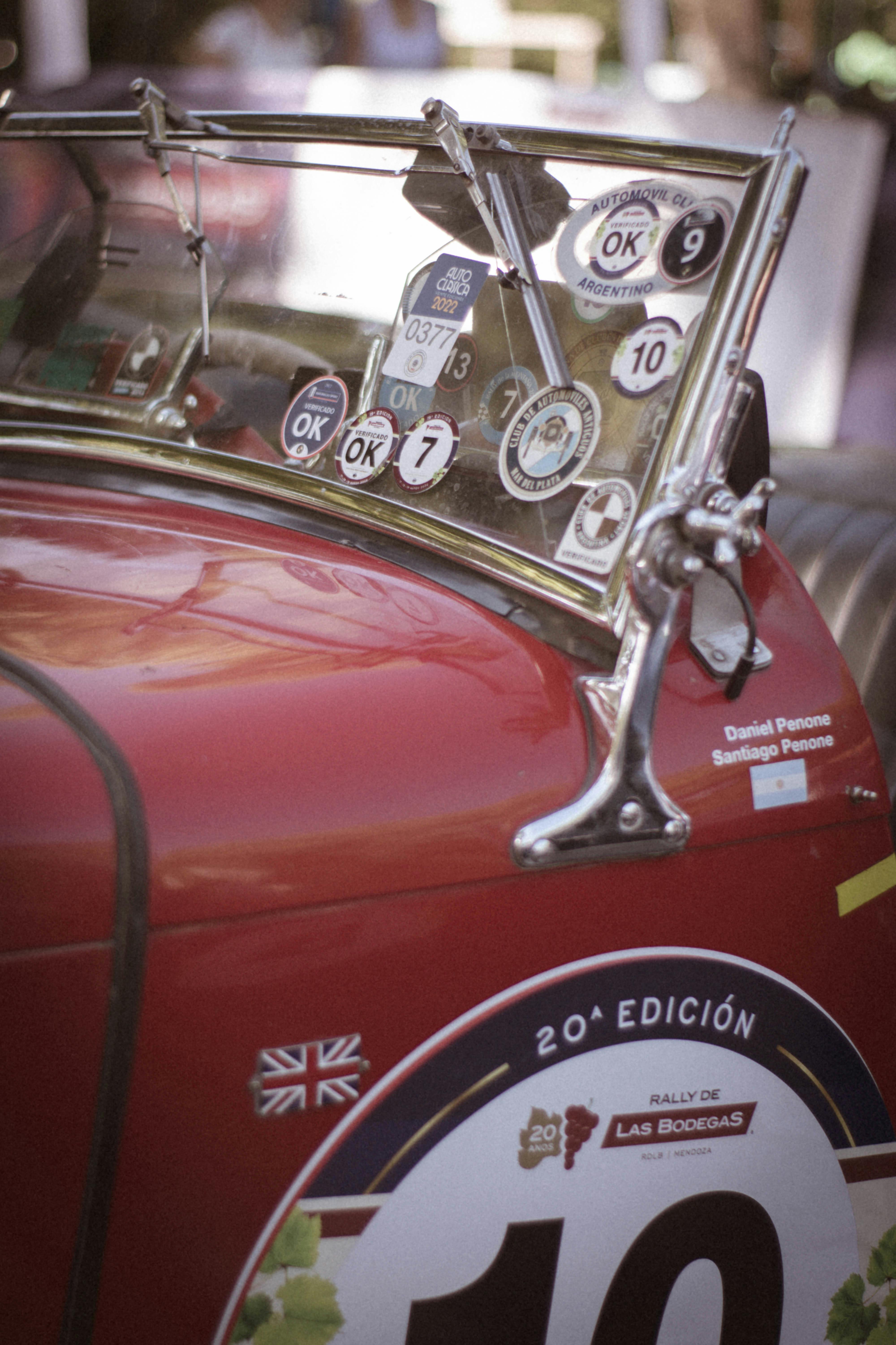 Close-up of the Windshield of a Vintage Car Covered with Stickers ...