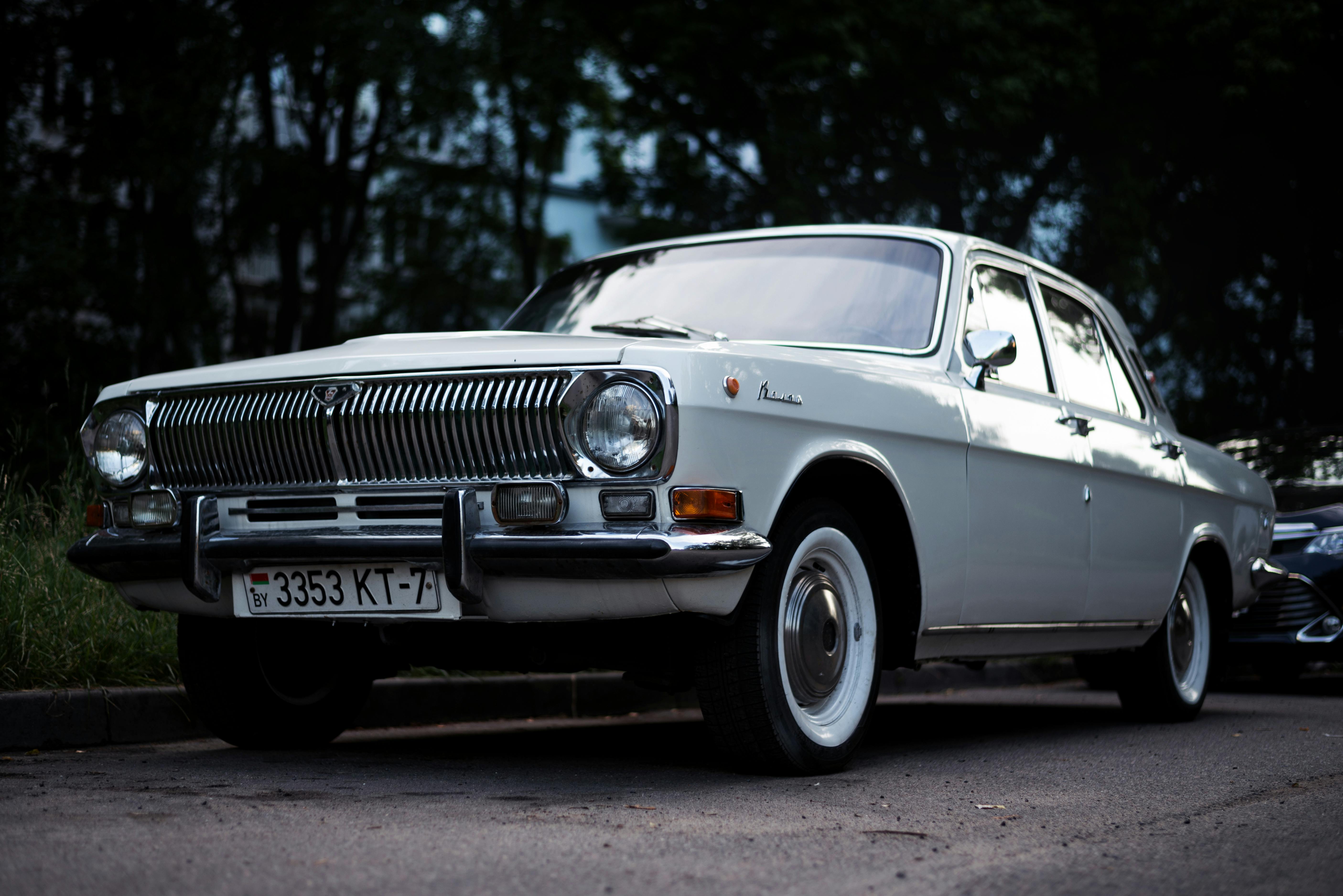 A Vintage GAZ-24 Volga Car Parked on the Street in City in Autumn ...