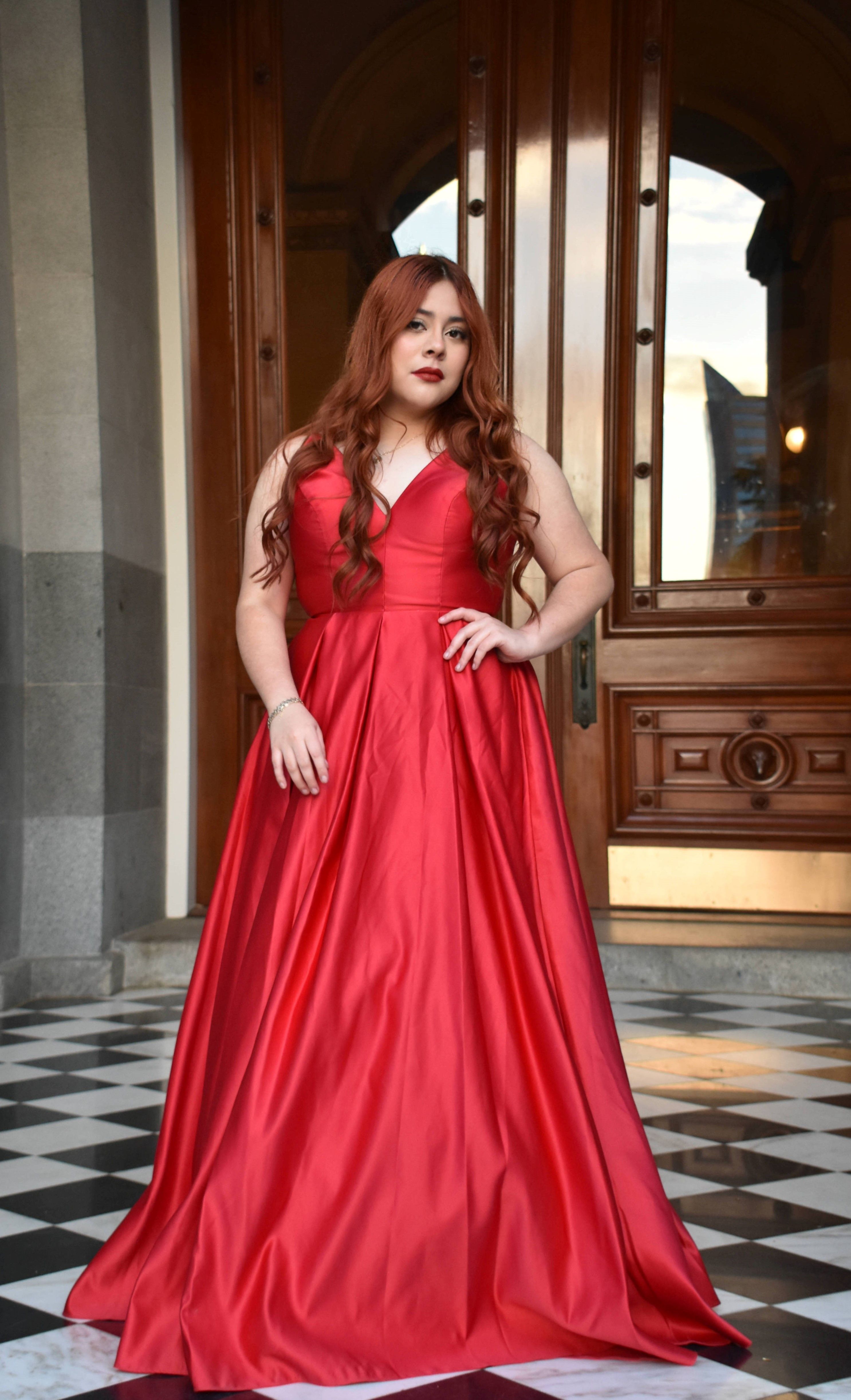 Woman Posing in Red Dress · Free Stock Photo