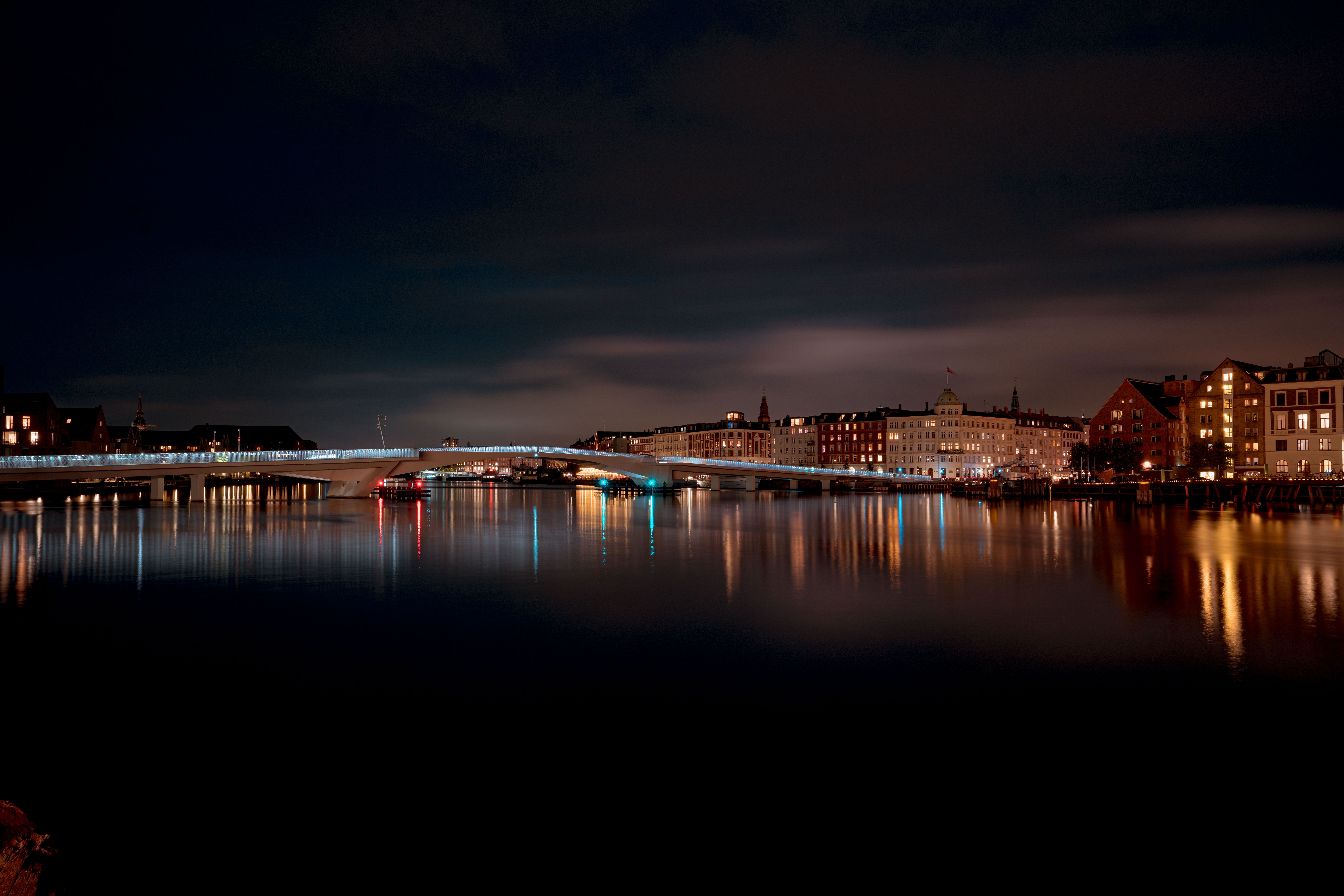 Bridge over Water in City at Night · Free Stock Photo