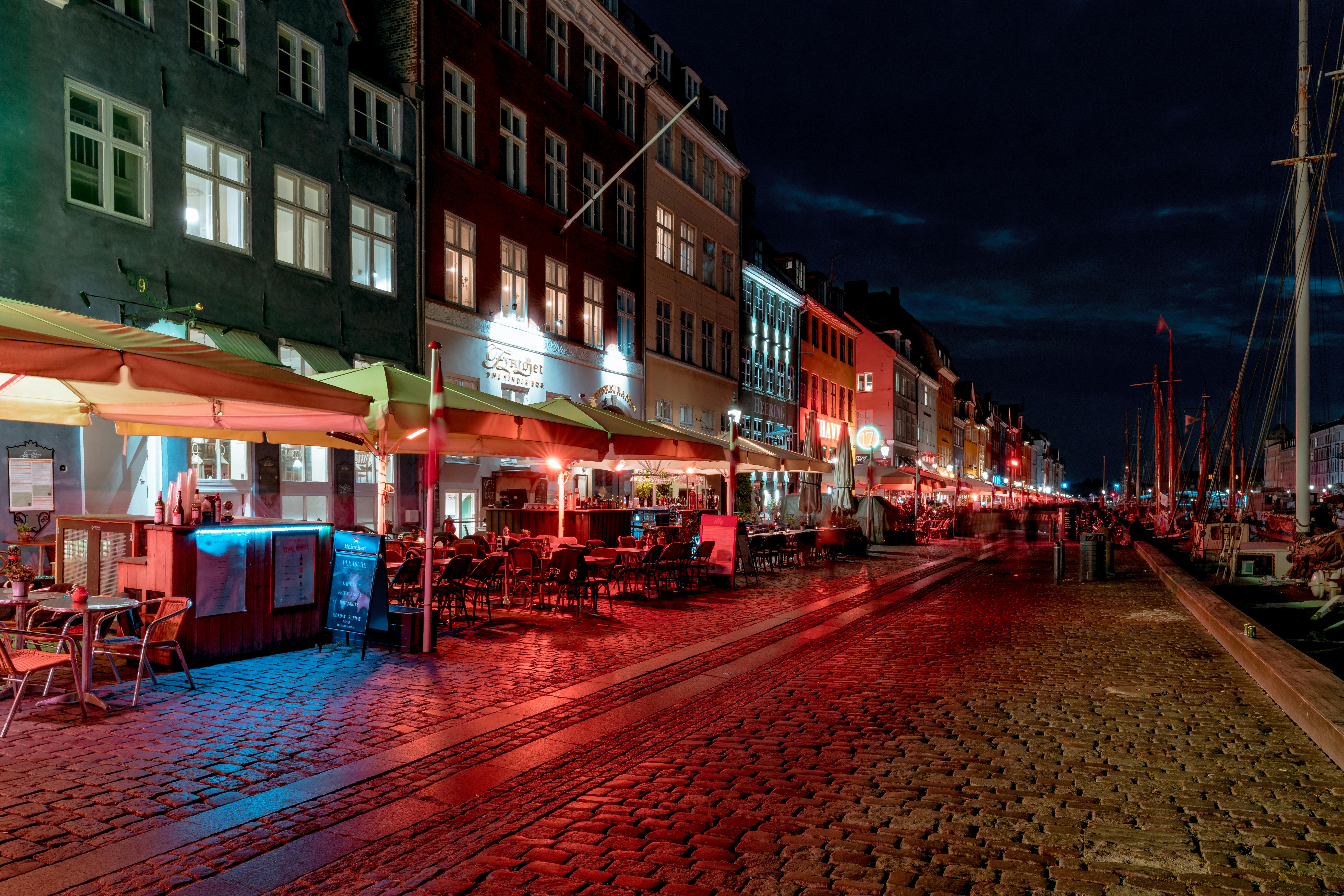 Restaurants by Street on Shore in Town · Free Stock Photo