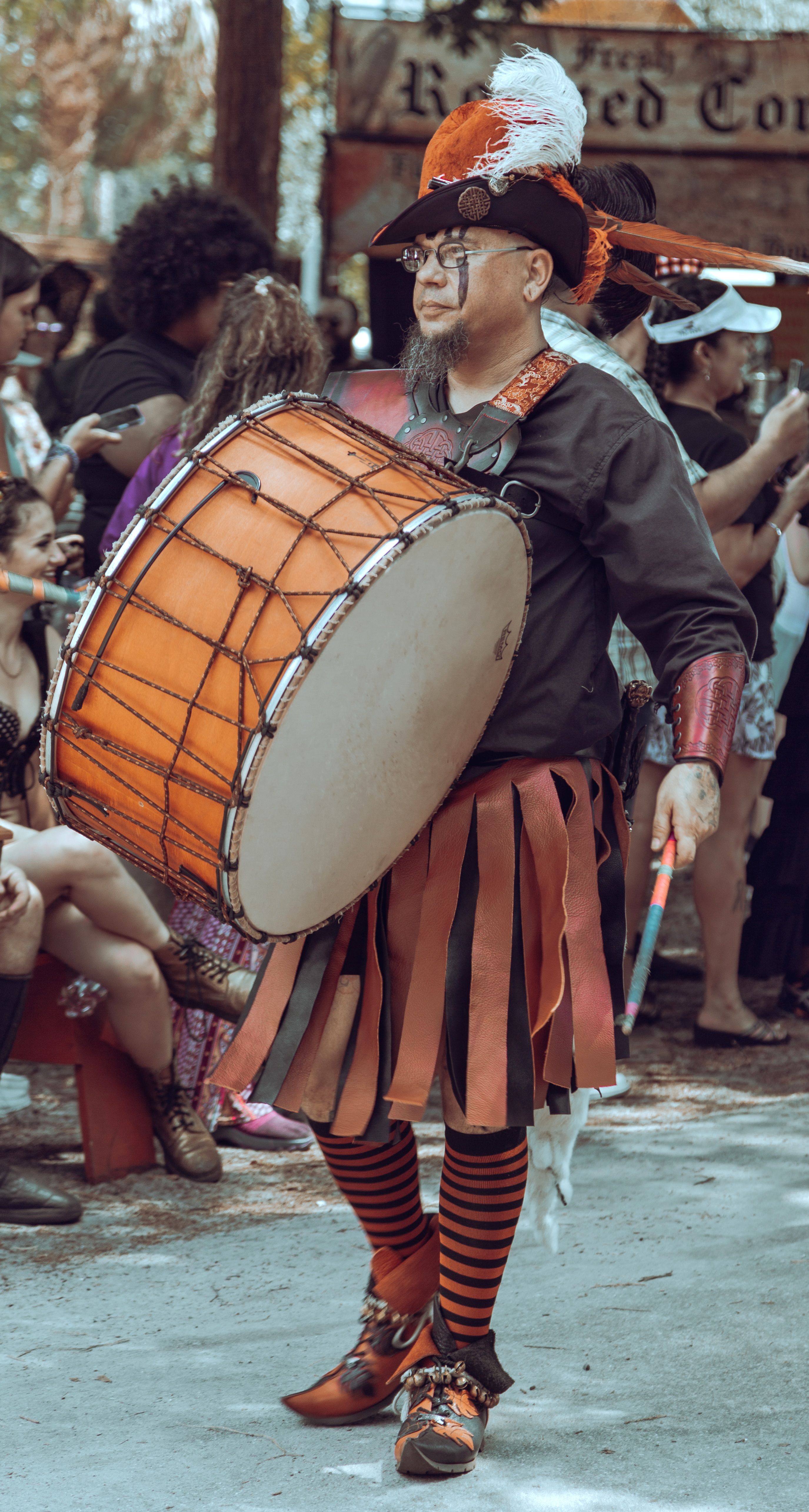 Drummer in Costume on Street · Free Stock Photo