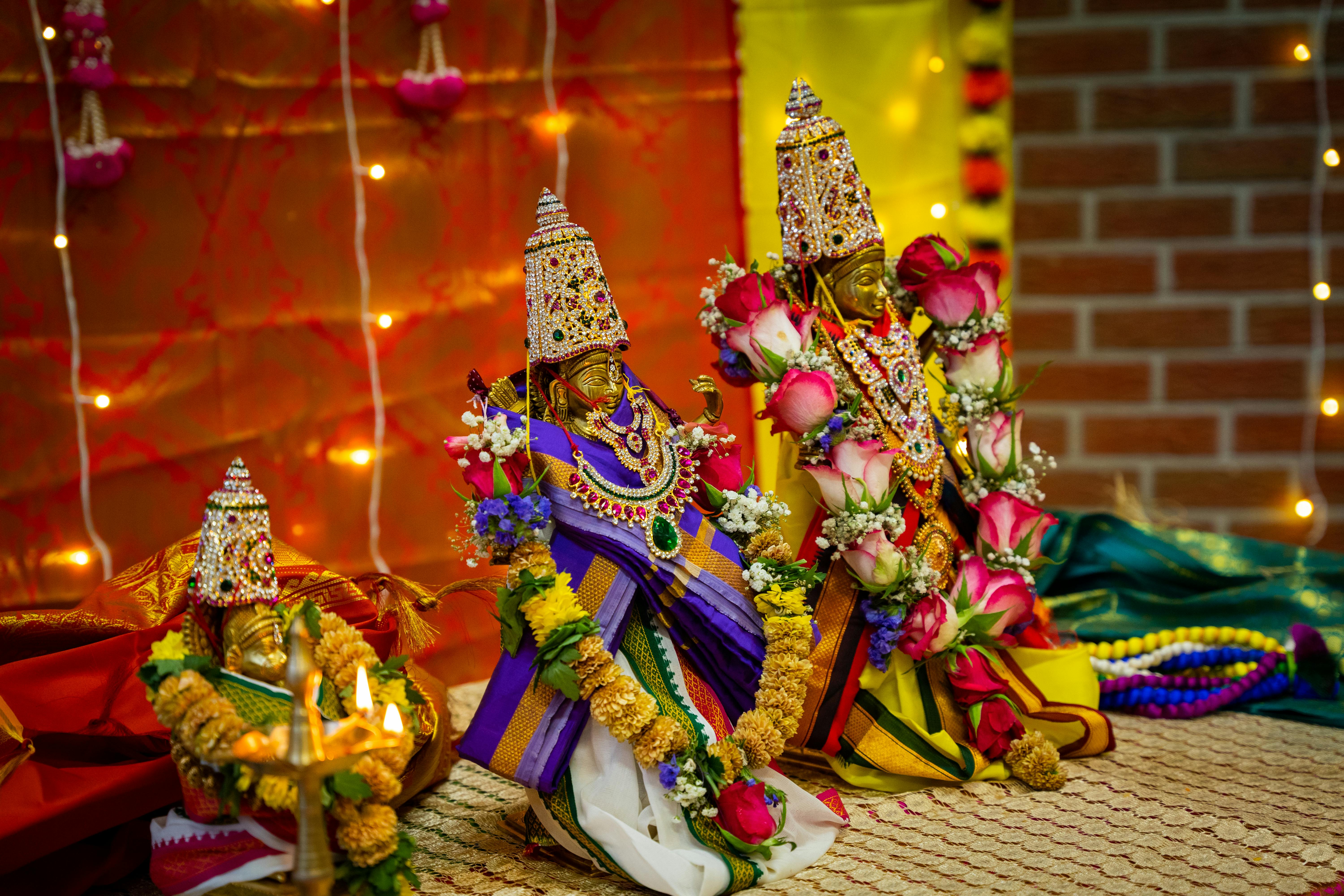 Hindu Deities Figurines Decorated for a Ceremony · Free Stock Photo
