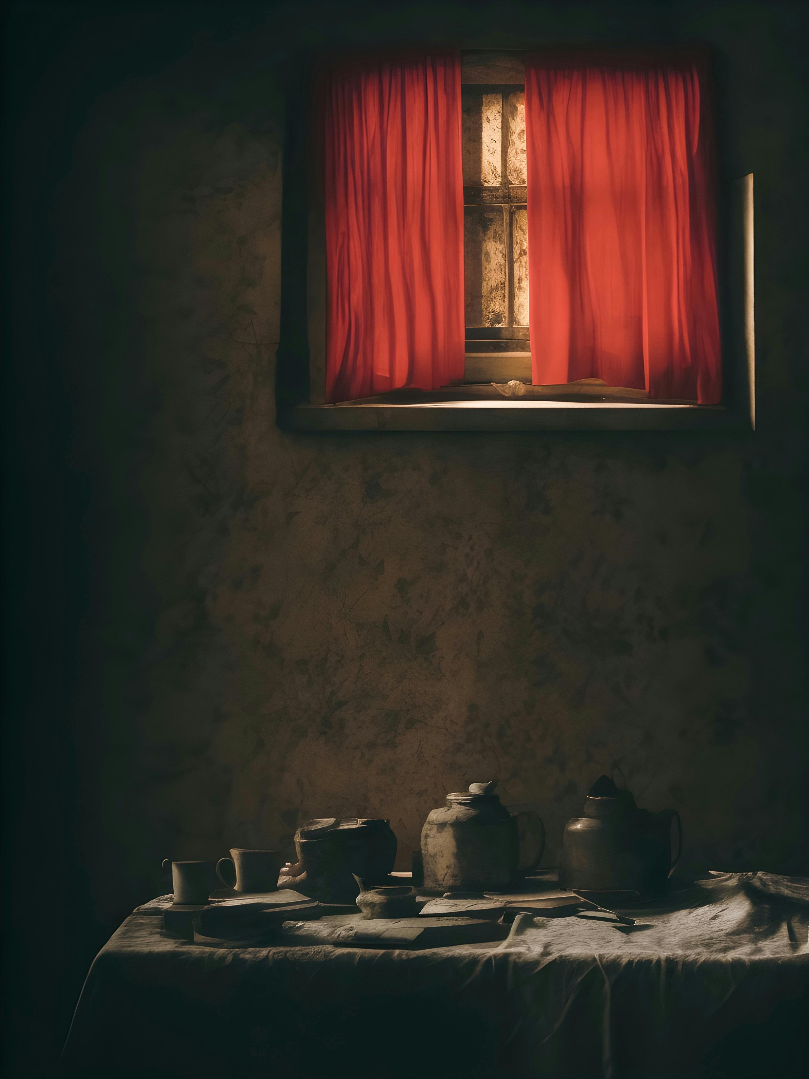 Vintage Tableware on Table under Window · Free Stock Photo