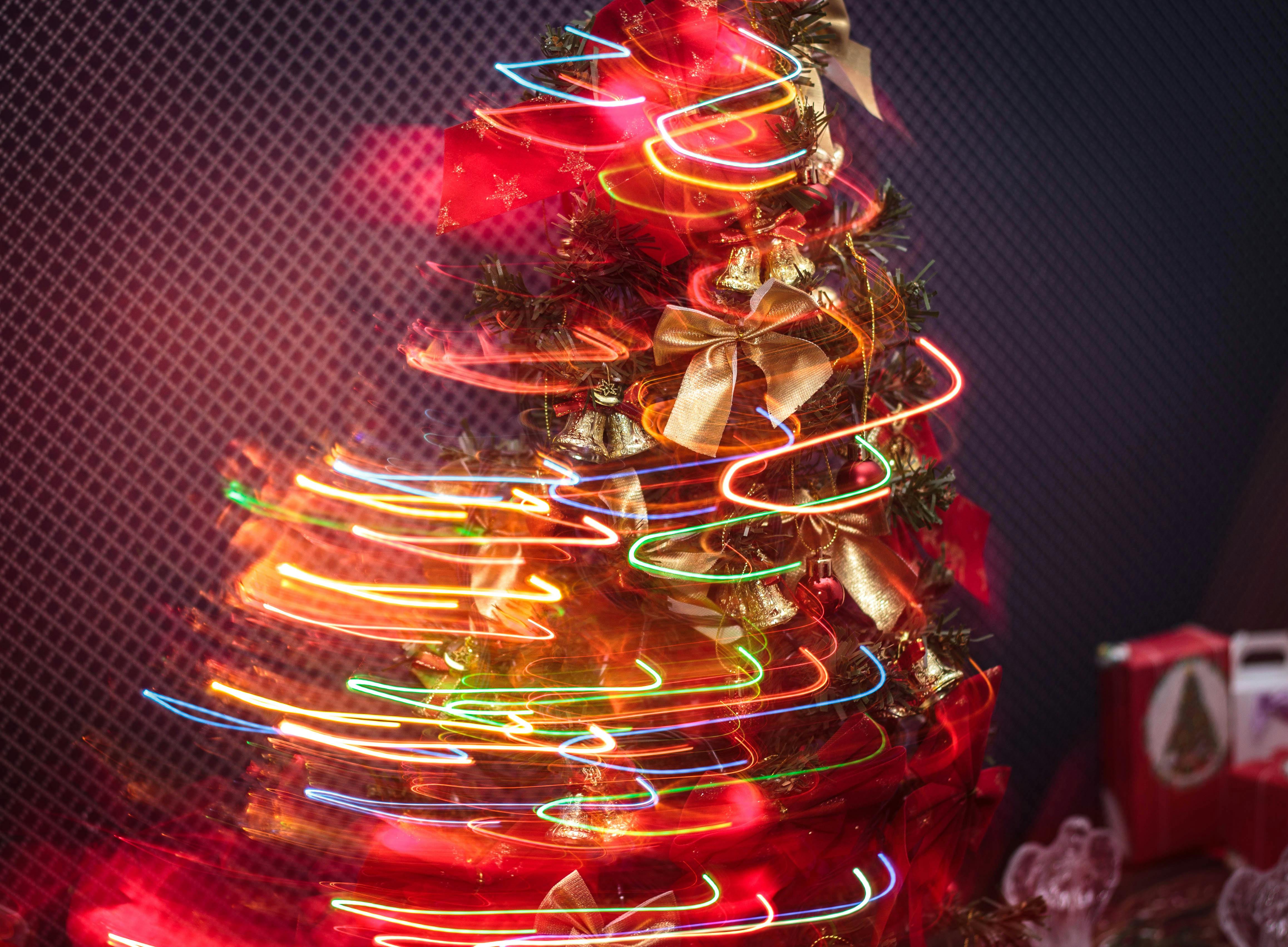 Christmas Tree With String Lights · Free Stock Photo