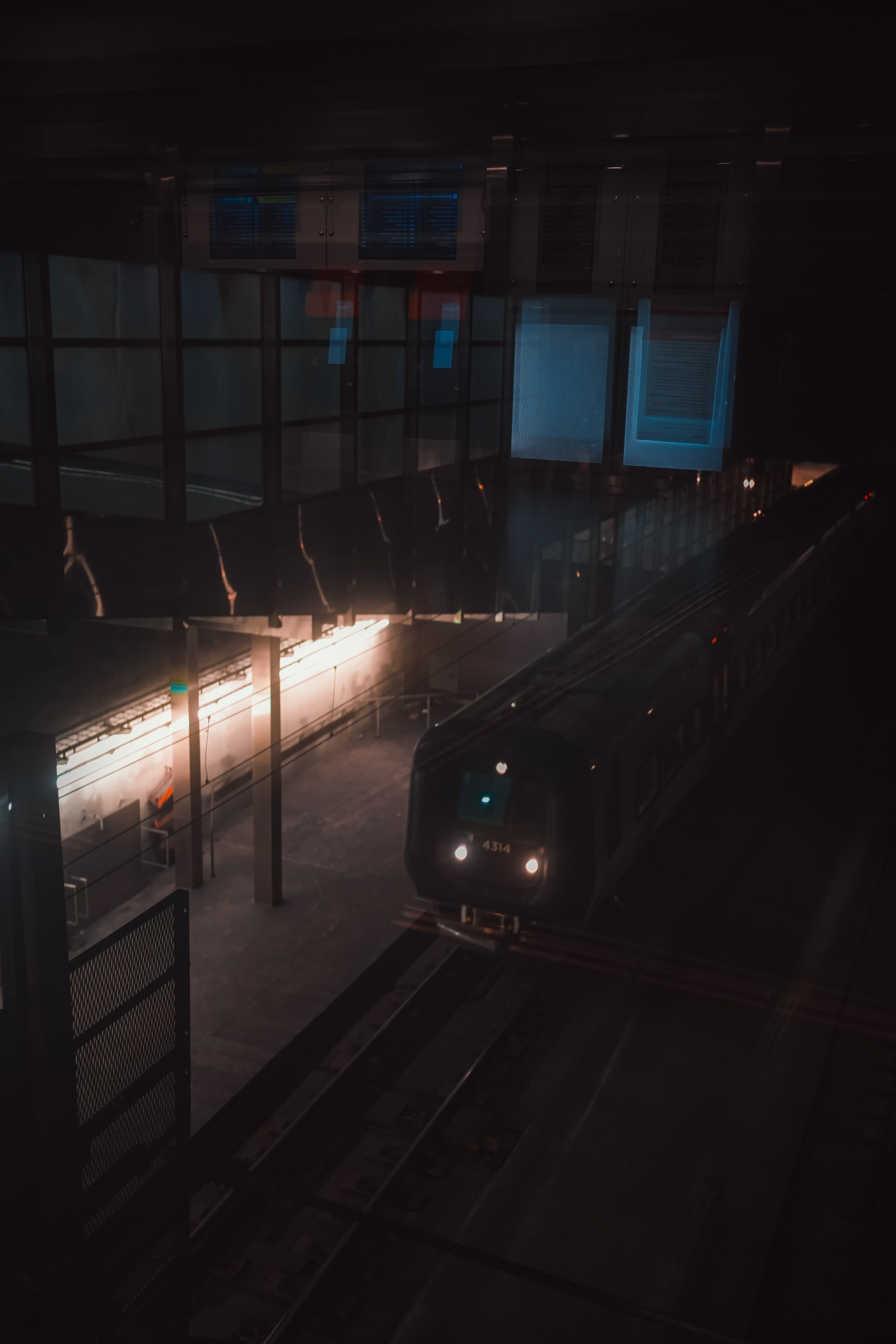 A Subway on the Tracks at Night · Free Stock Photo