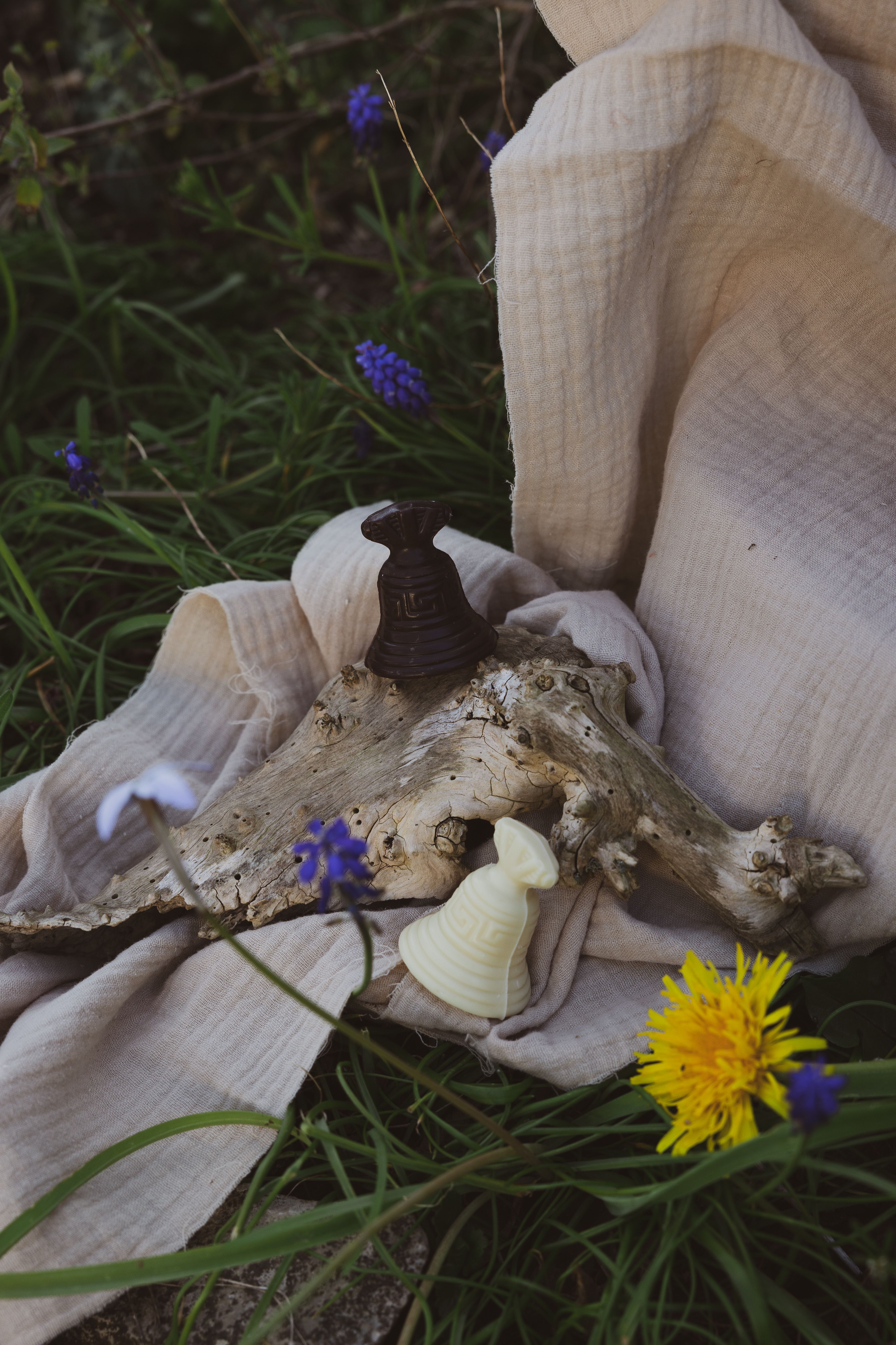 Bone and Decorations on White Sheet · Free Stock Photo