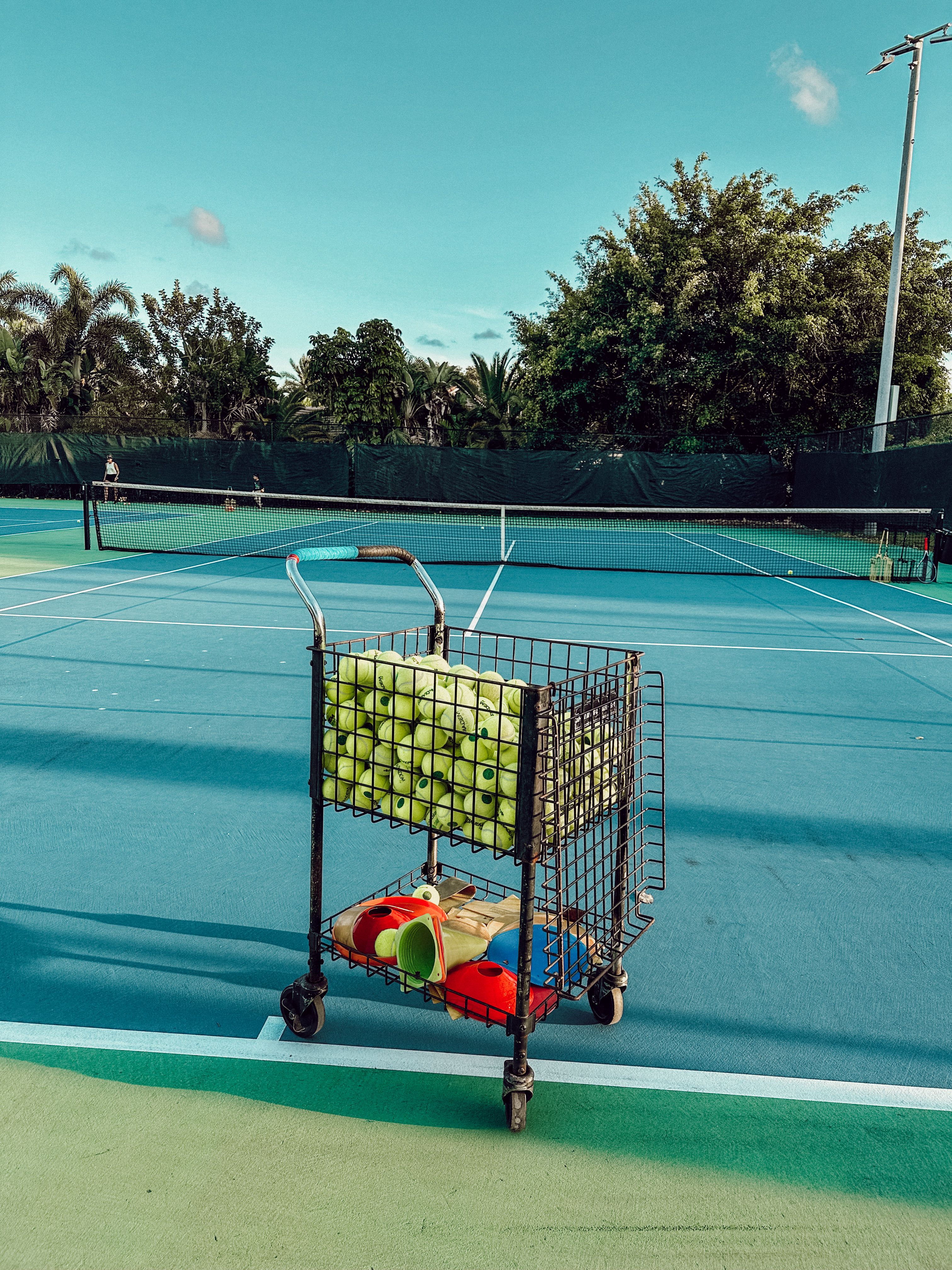 Cart with Balls on Tennis Court · Free Stock Photo