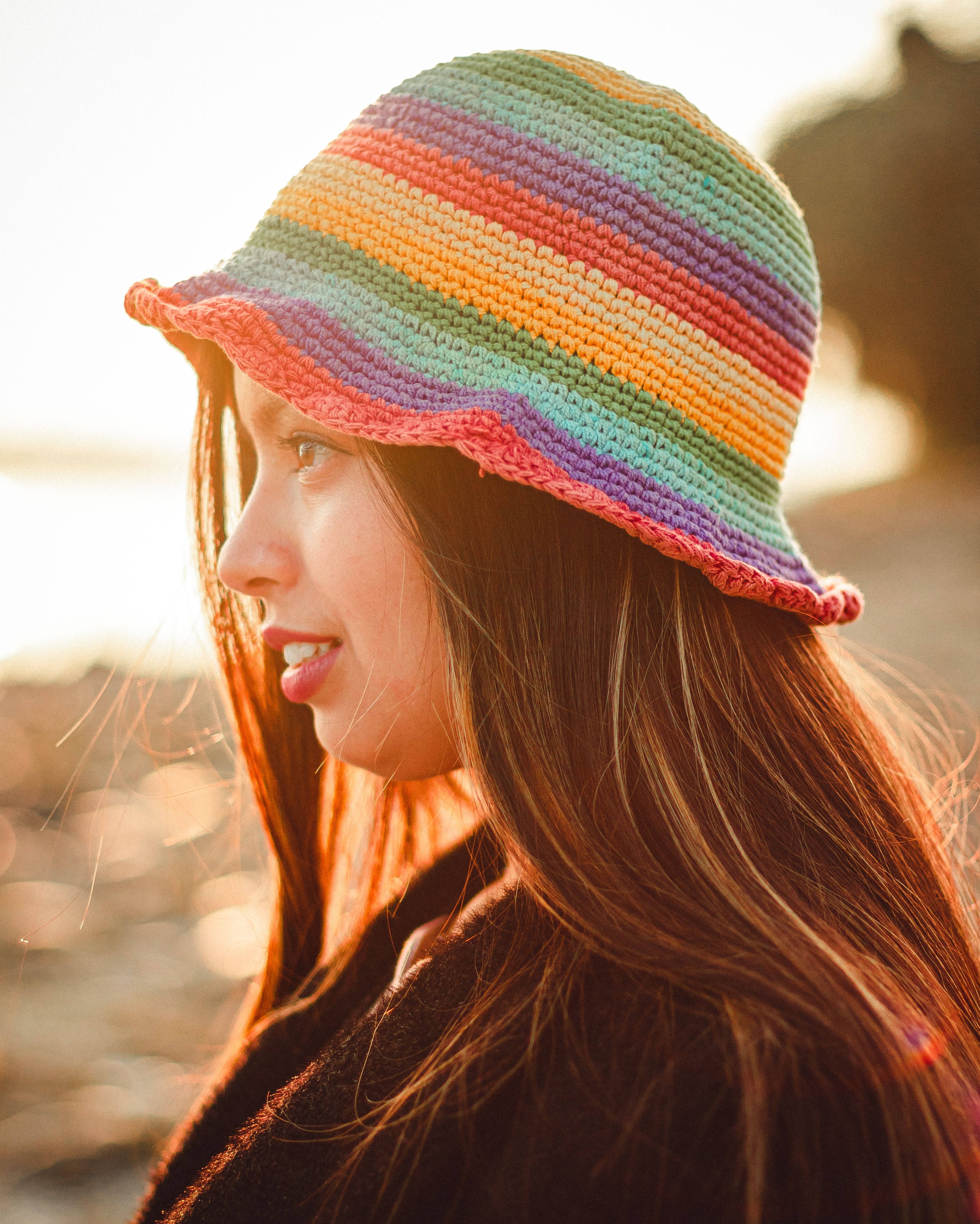 Woman in Colorful Hat · Free Stock Photo