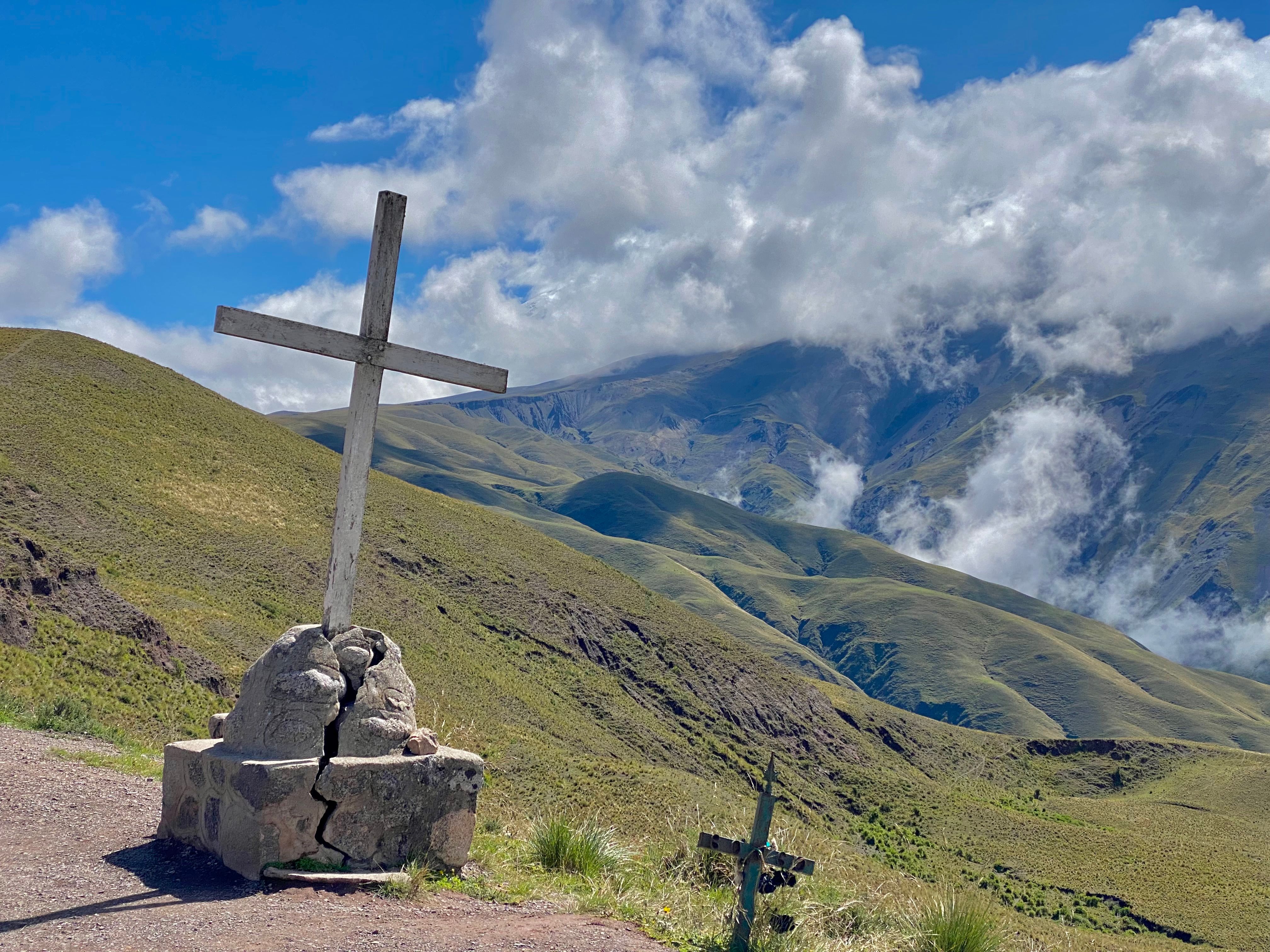 Sunlit Cross and Hills behind · Free Stock Photo