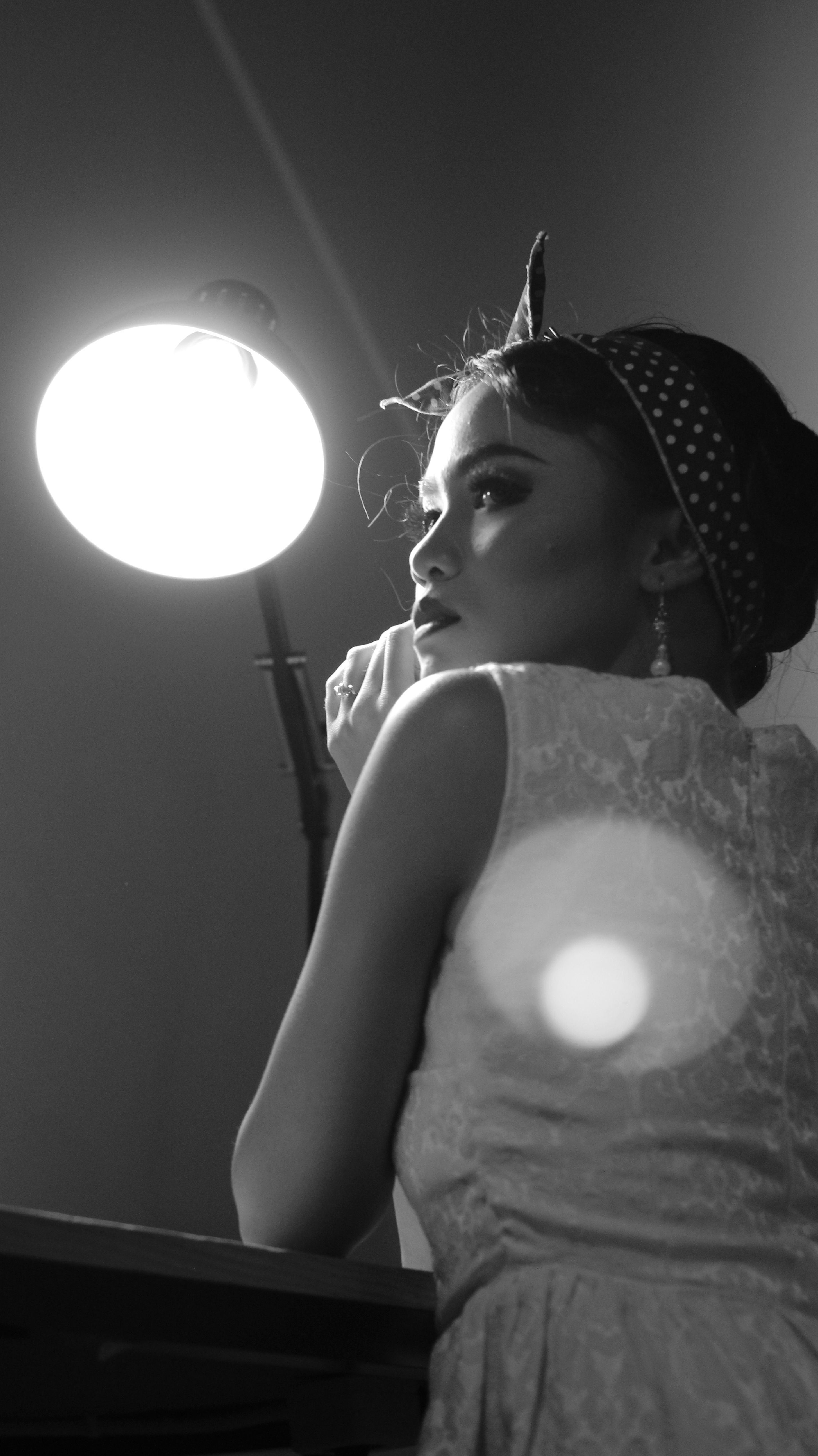 Lamp Light over Posing Woman · Free Stock Photo