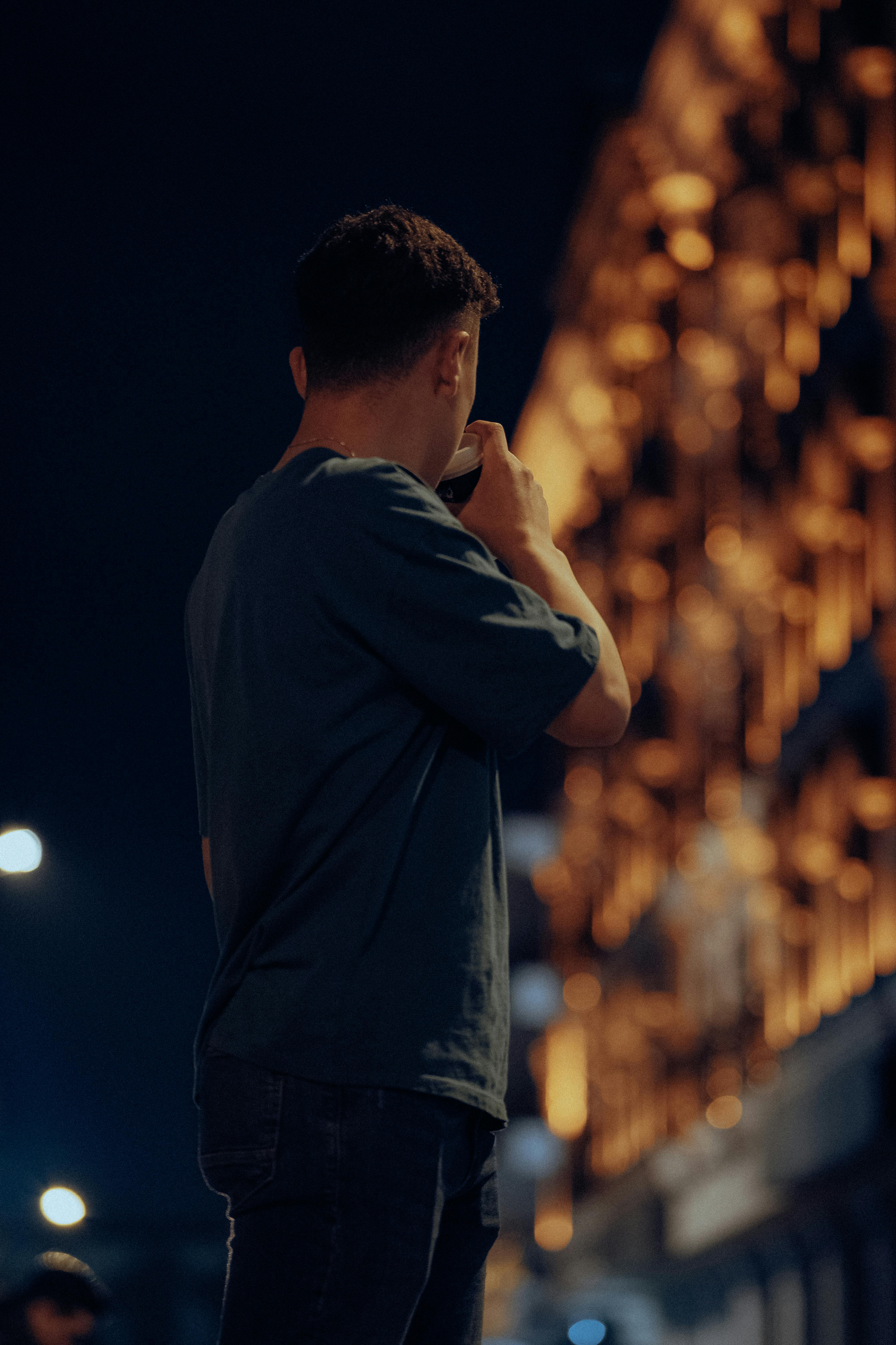 A Man Standing At Night In A Northern Lights Photos, Download The BEST ...