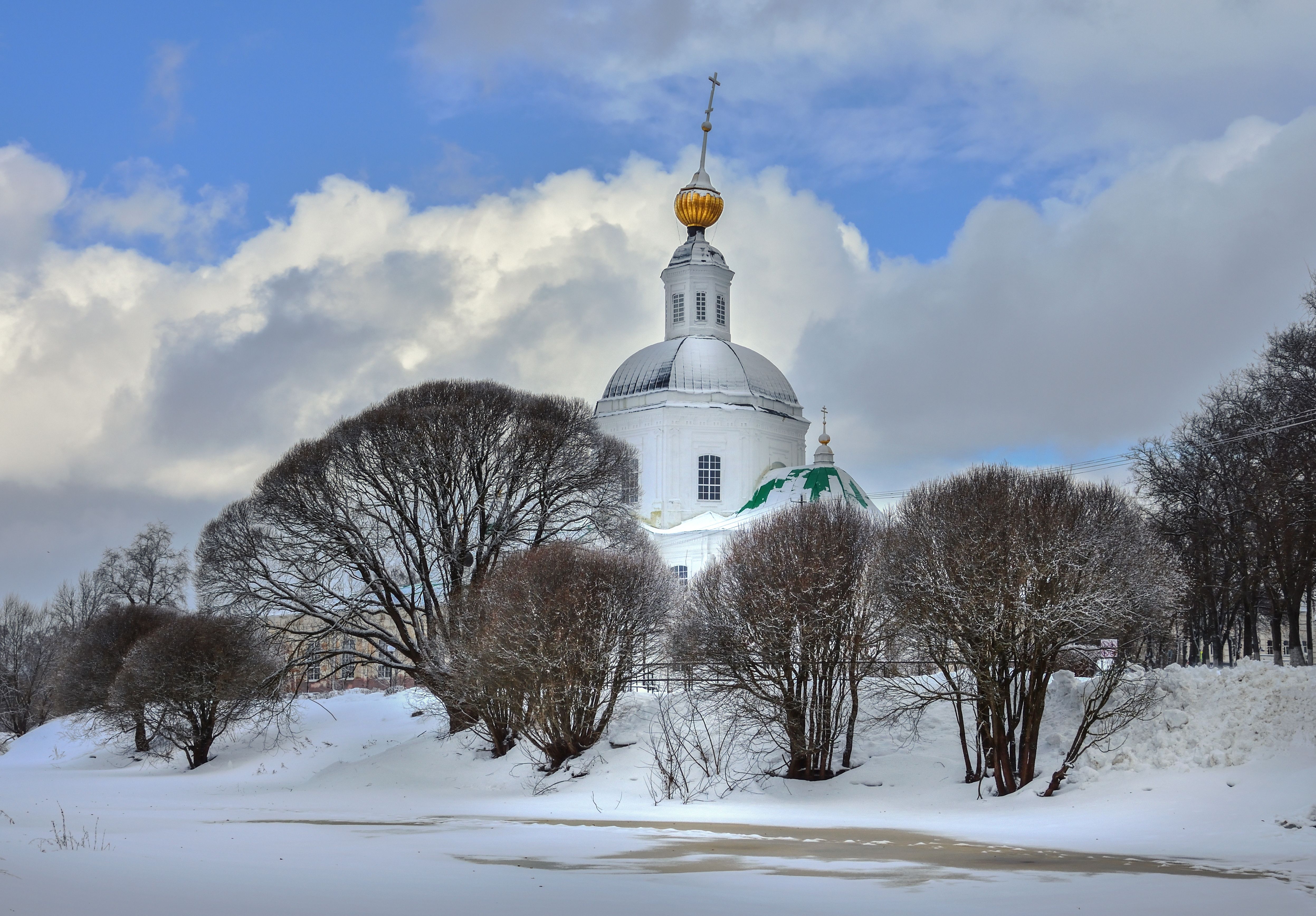 Orthodox Church by Frozen River in Winter · Free Stock Photo