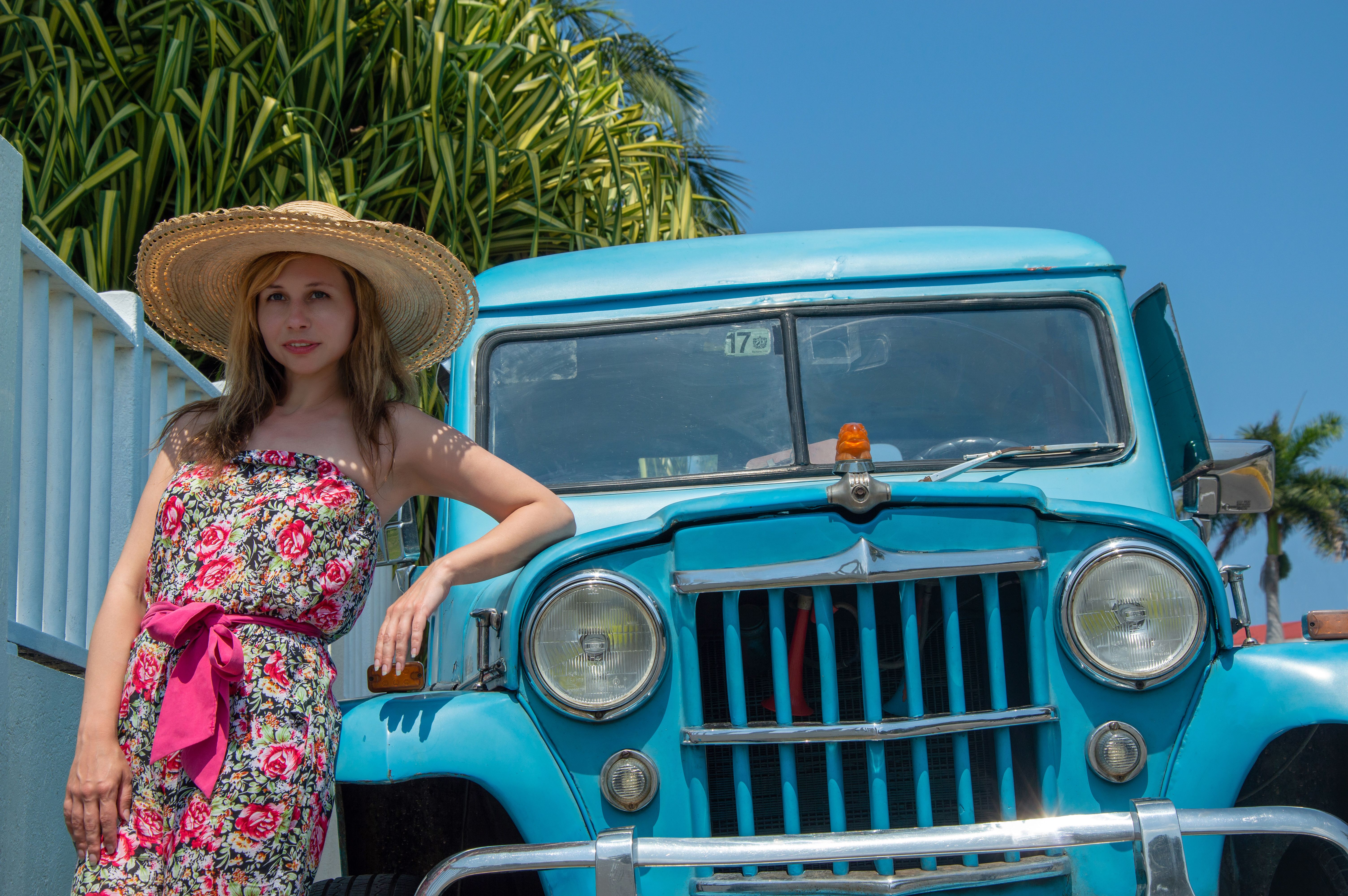 Woman Posing by Willys Jeep Truck · Free Stock Photo