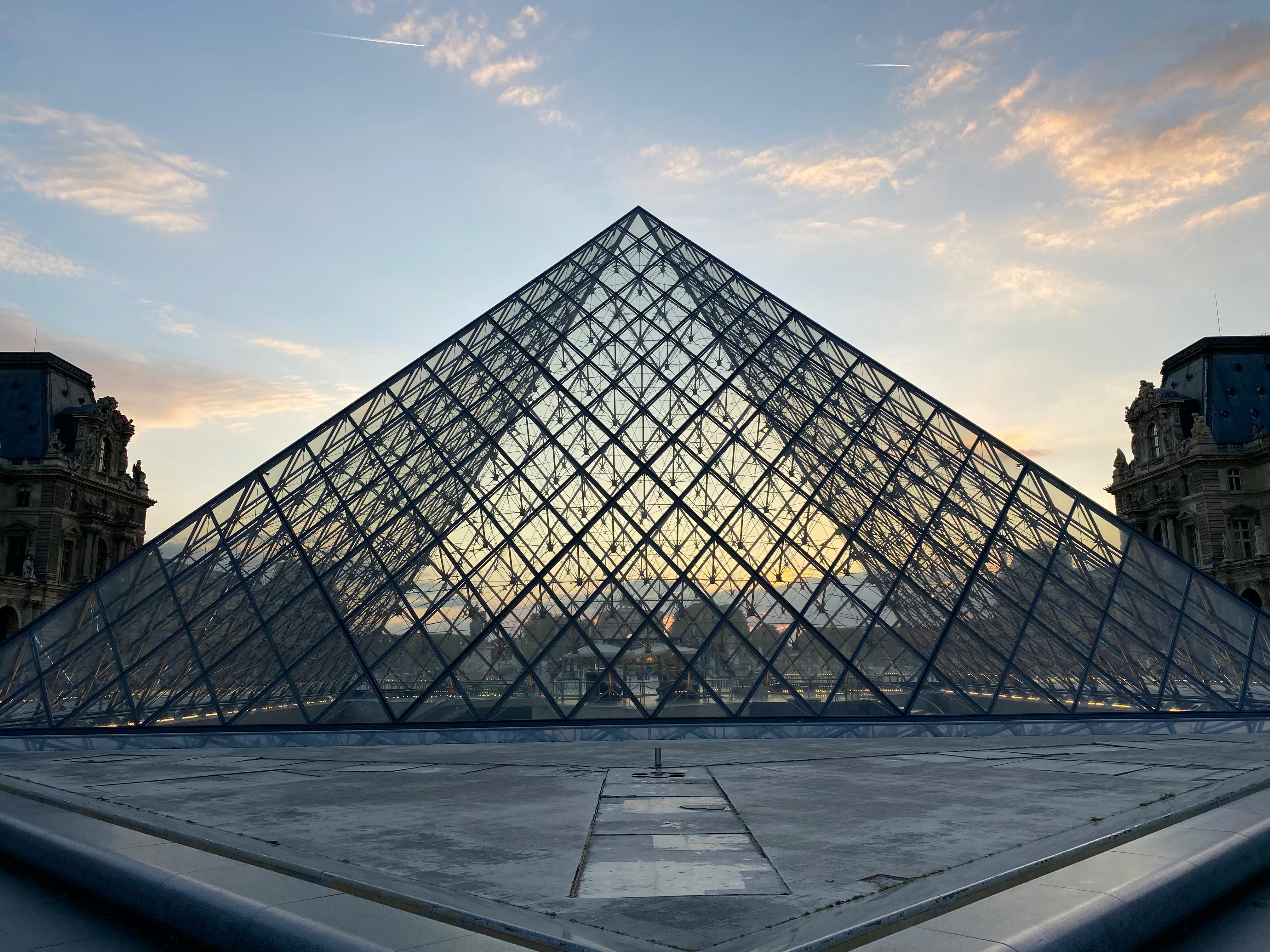 Full Hd Wallpaper Louvre Glass Pyramid Sunset Paris