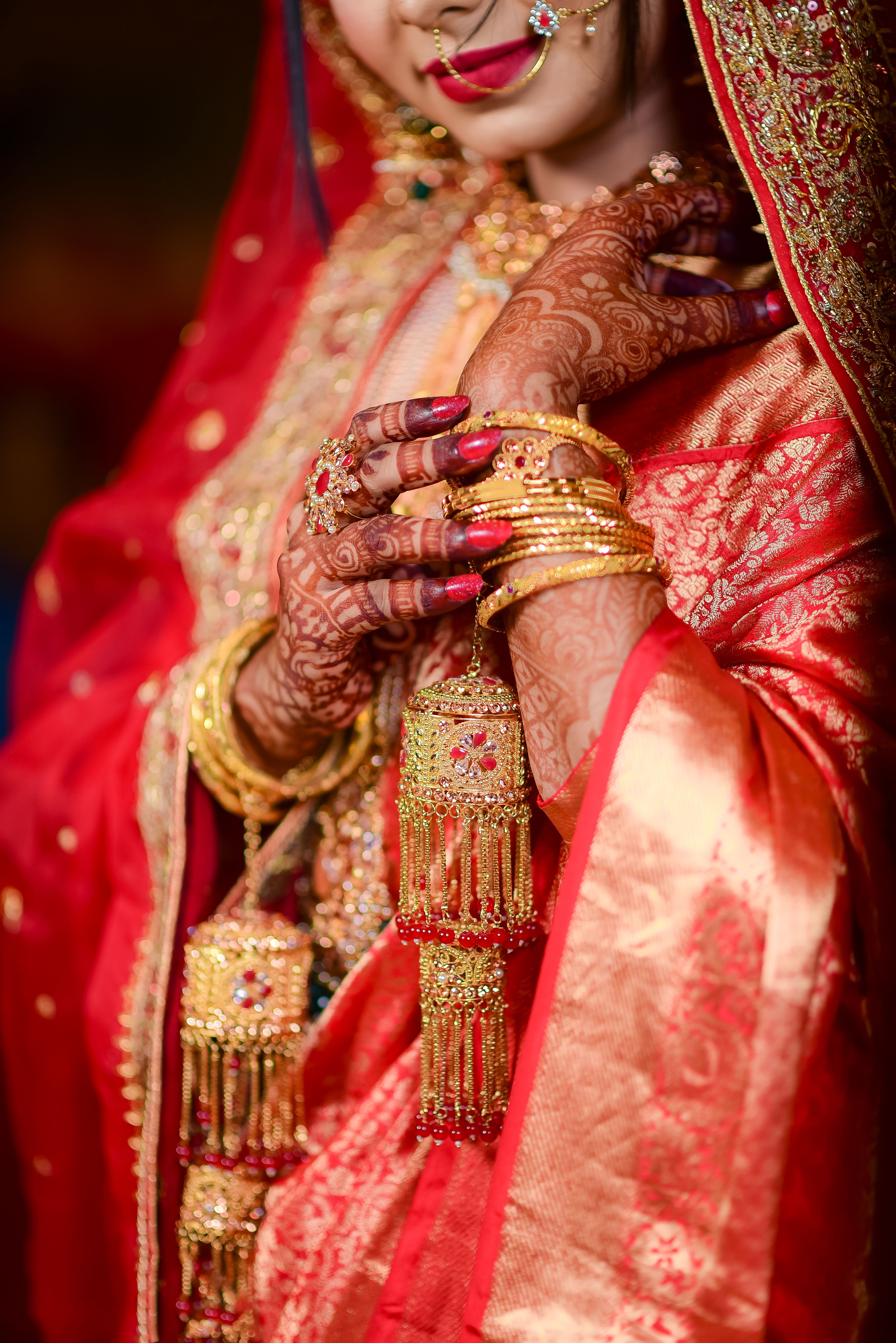 Indian Bride Wearing Traditional Wedding Outfit and Jewelry · Free ...