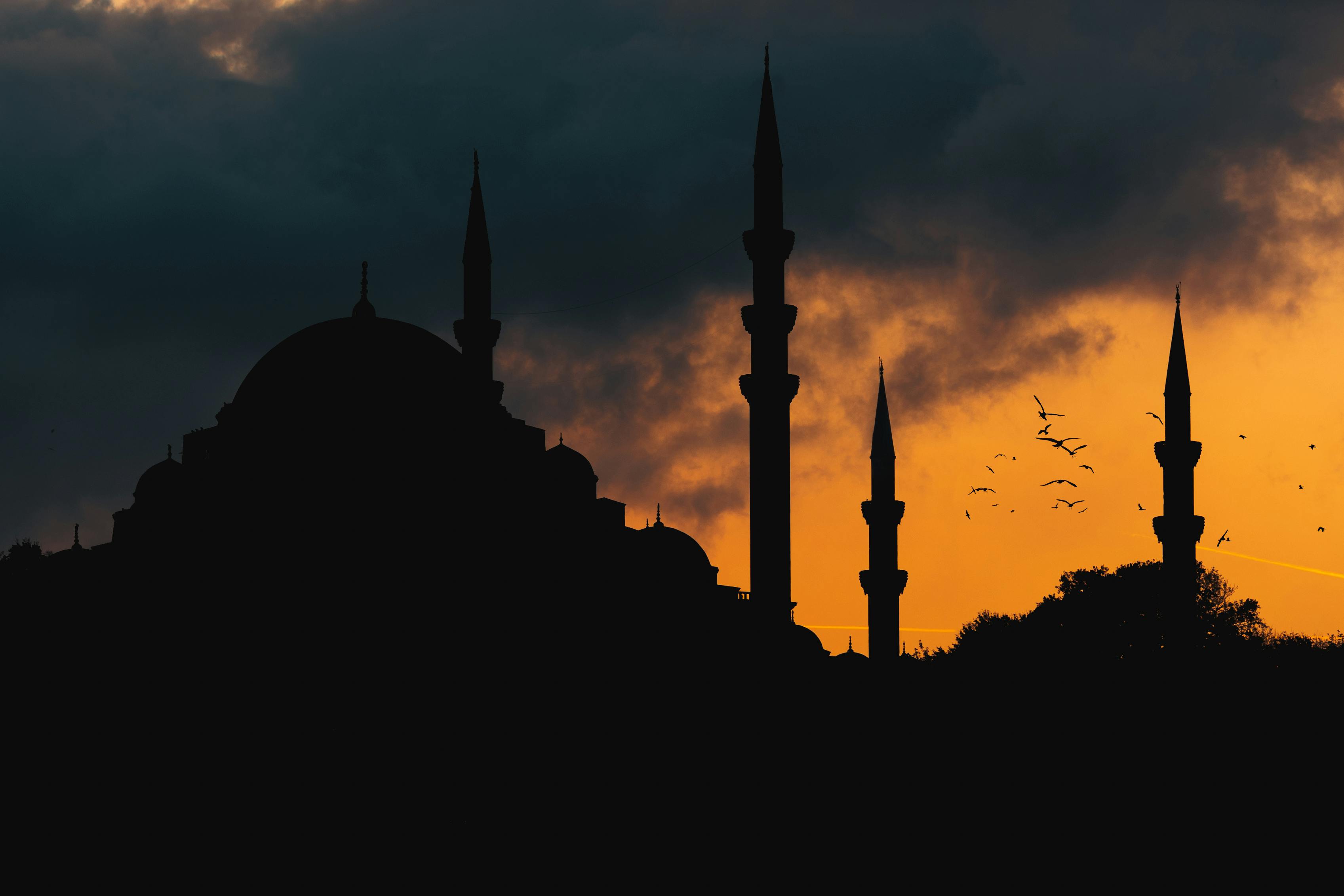 Silhouette of Mosque during Sunset · Free Stock Photo