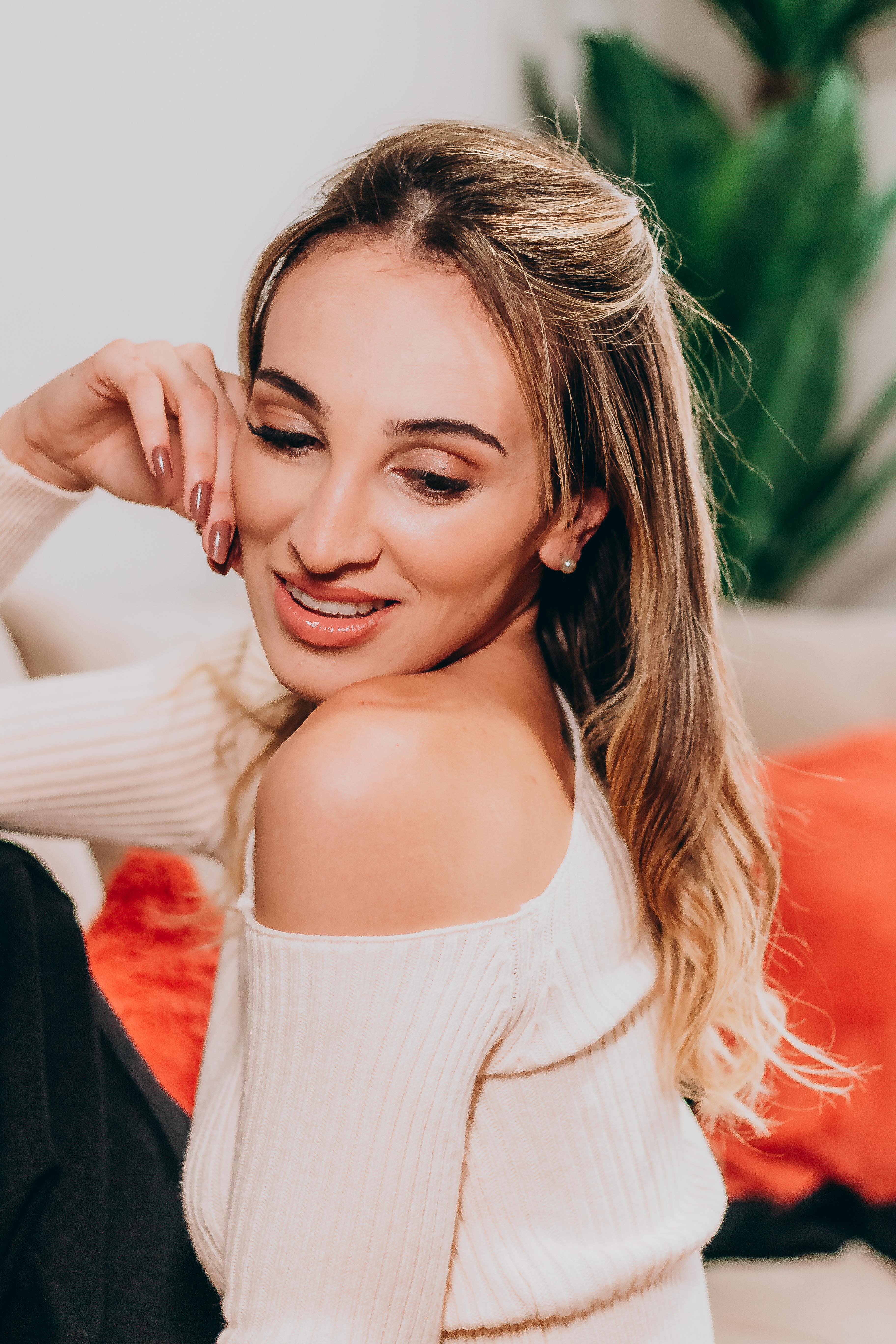 Model Posing in Strapless Dress · Free Stock Photo