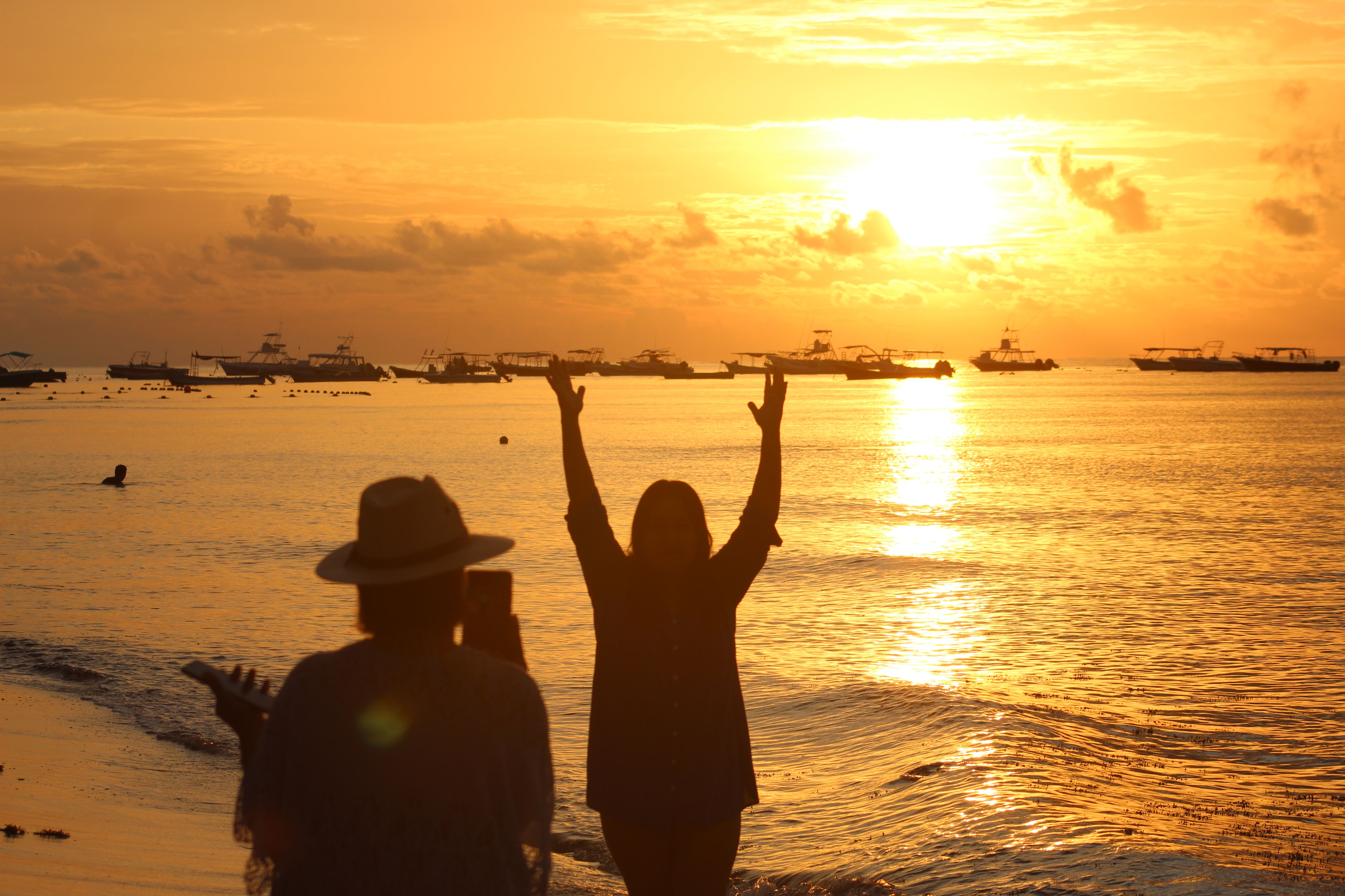 Women on Beach at Sunset · Free Stock Photo
