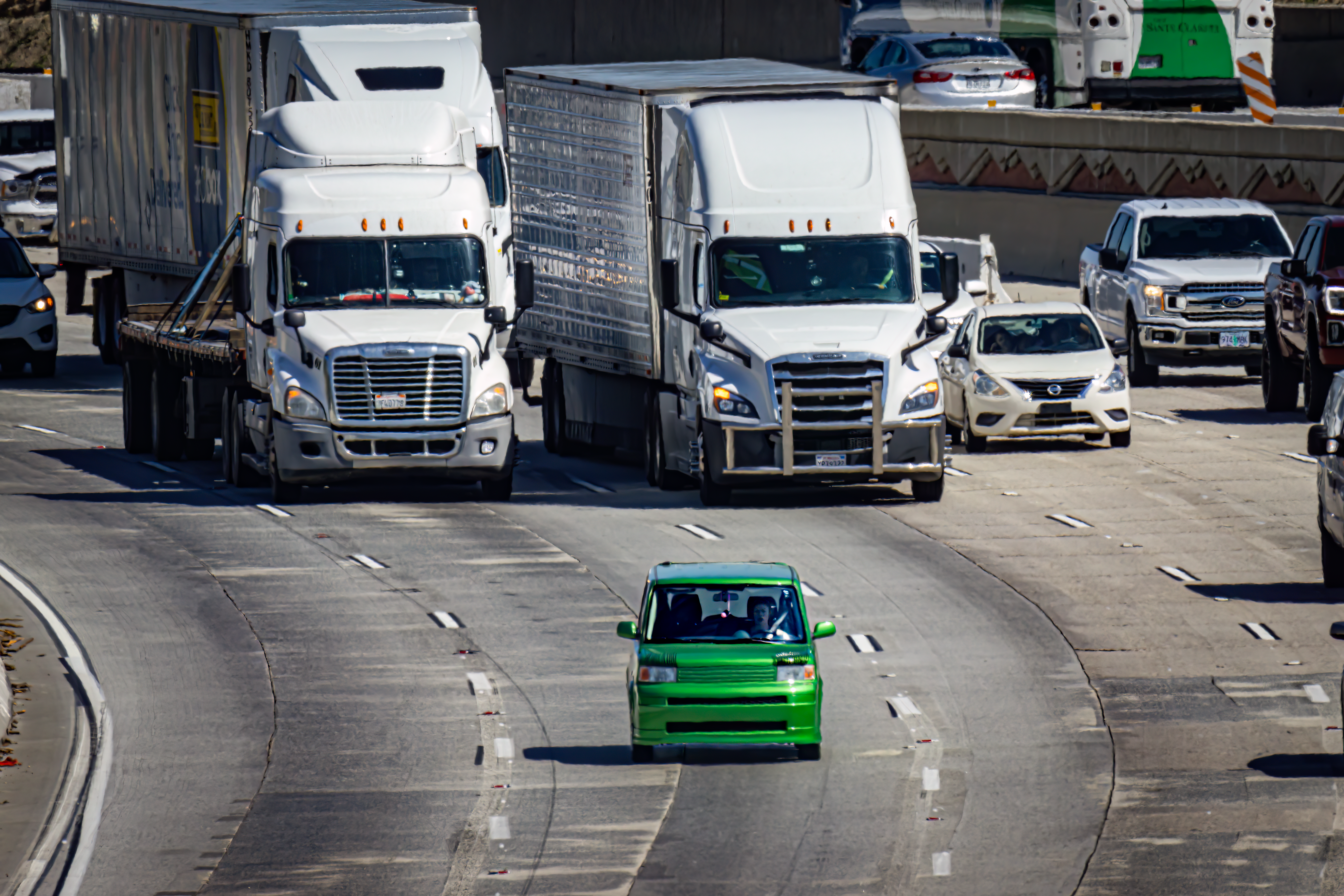 Trucks and Cars on a Highway · Free Stock Photo