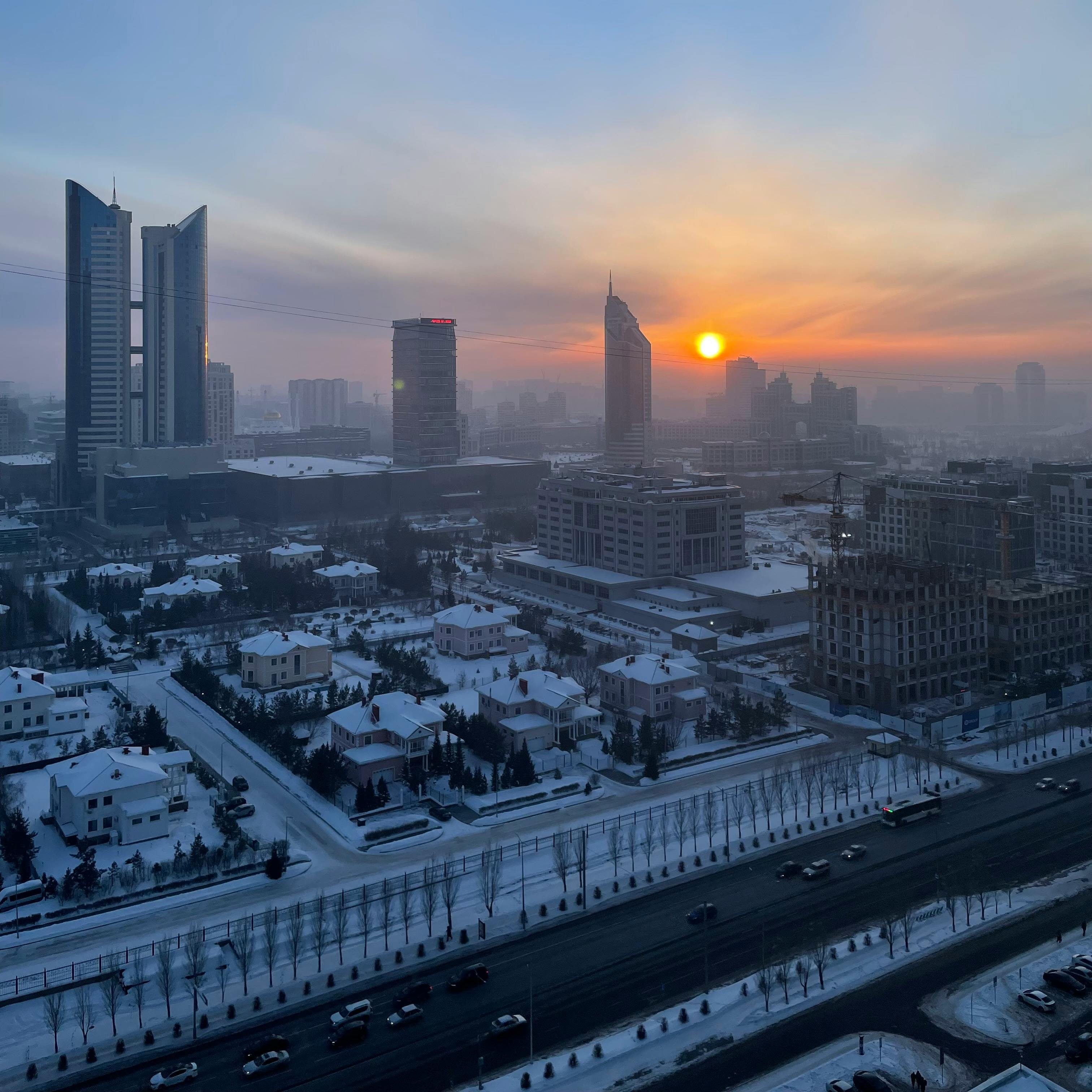 Aerial View of Modern Skyscrapers in Astana, Kazakhstan in Winter ...