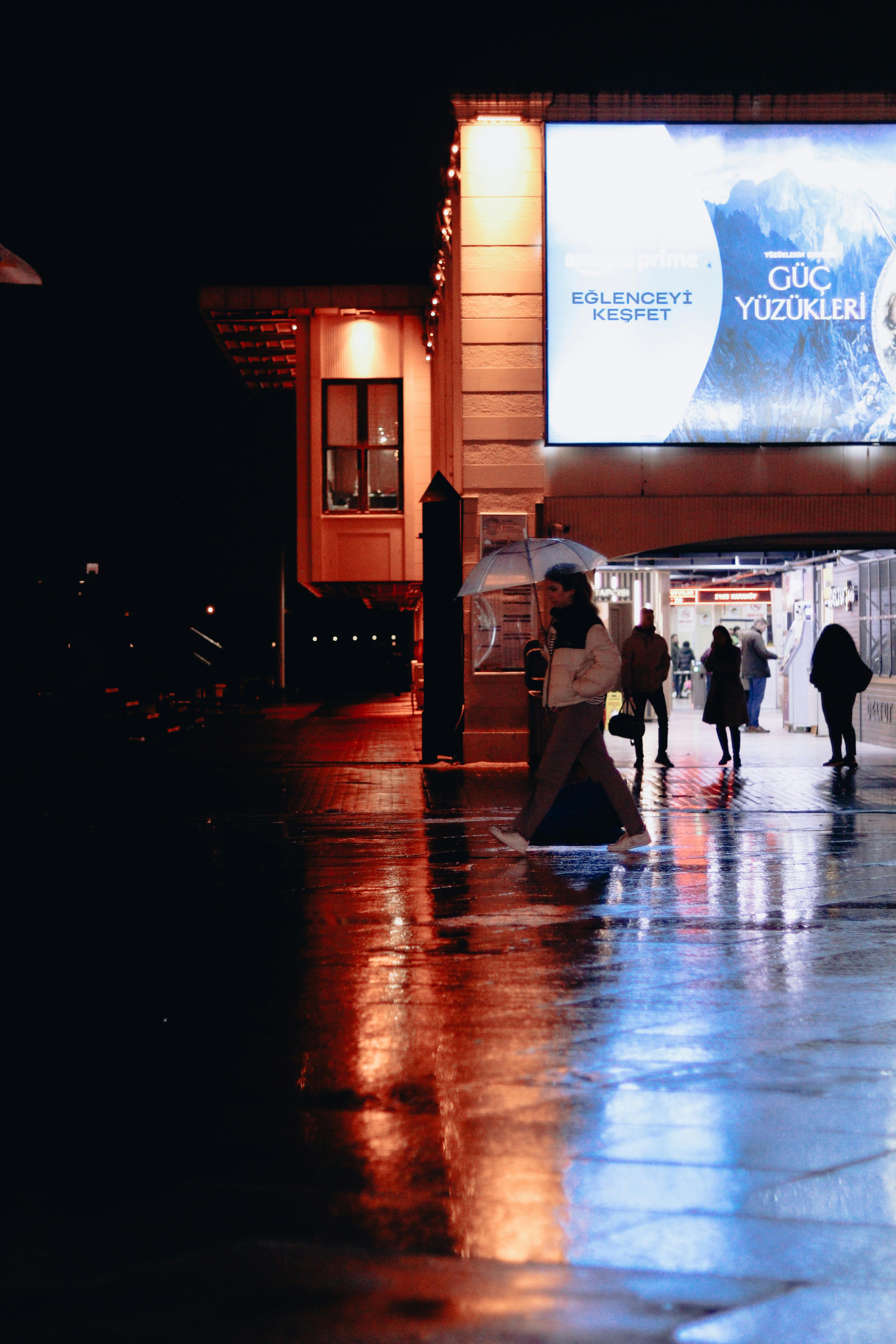 People Walking on Sidewalk during Night Time · Free Stock Photo