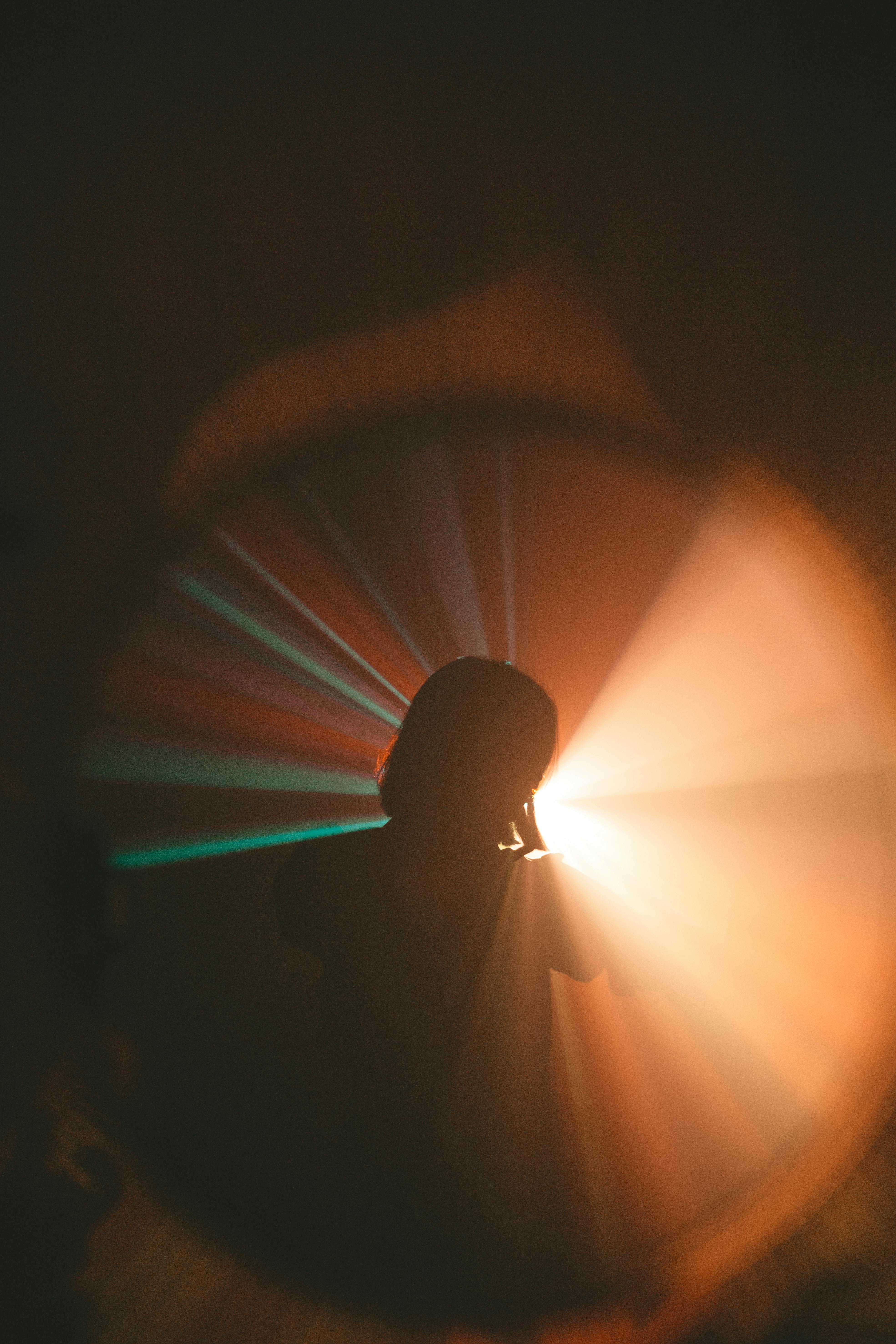 Light Rays behind Back Lit Profile of Woman · Free Stock Photo
