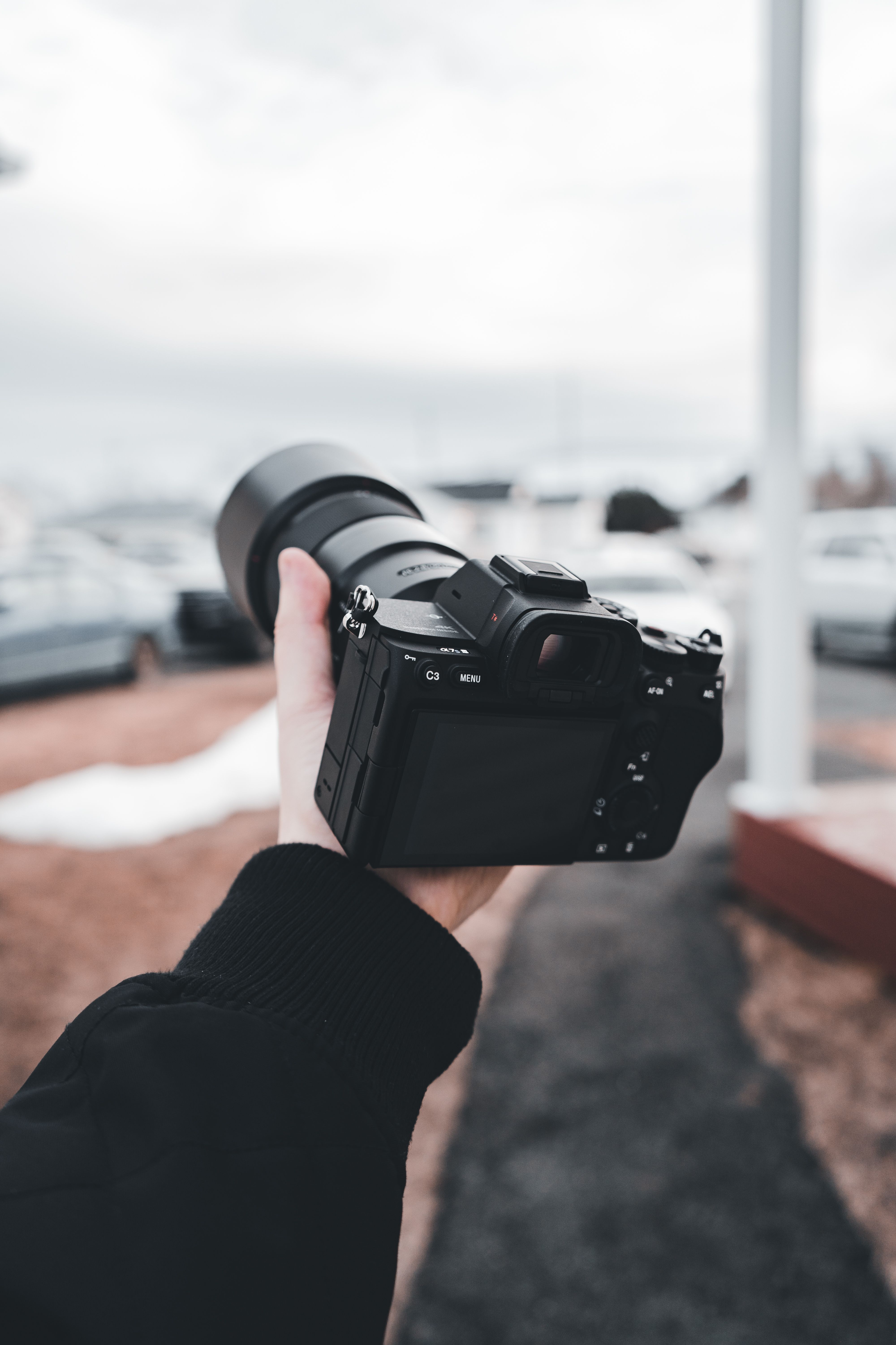 Woman Holding a Camera Sitting on Bench · Free Stock Photo
