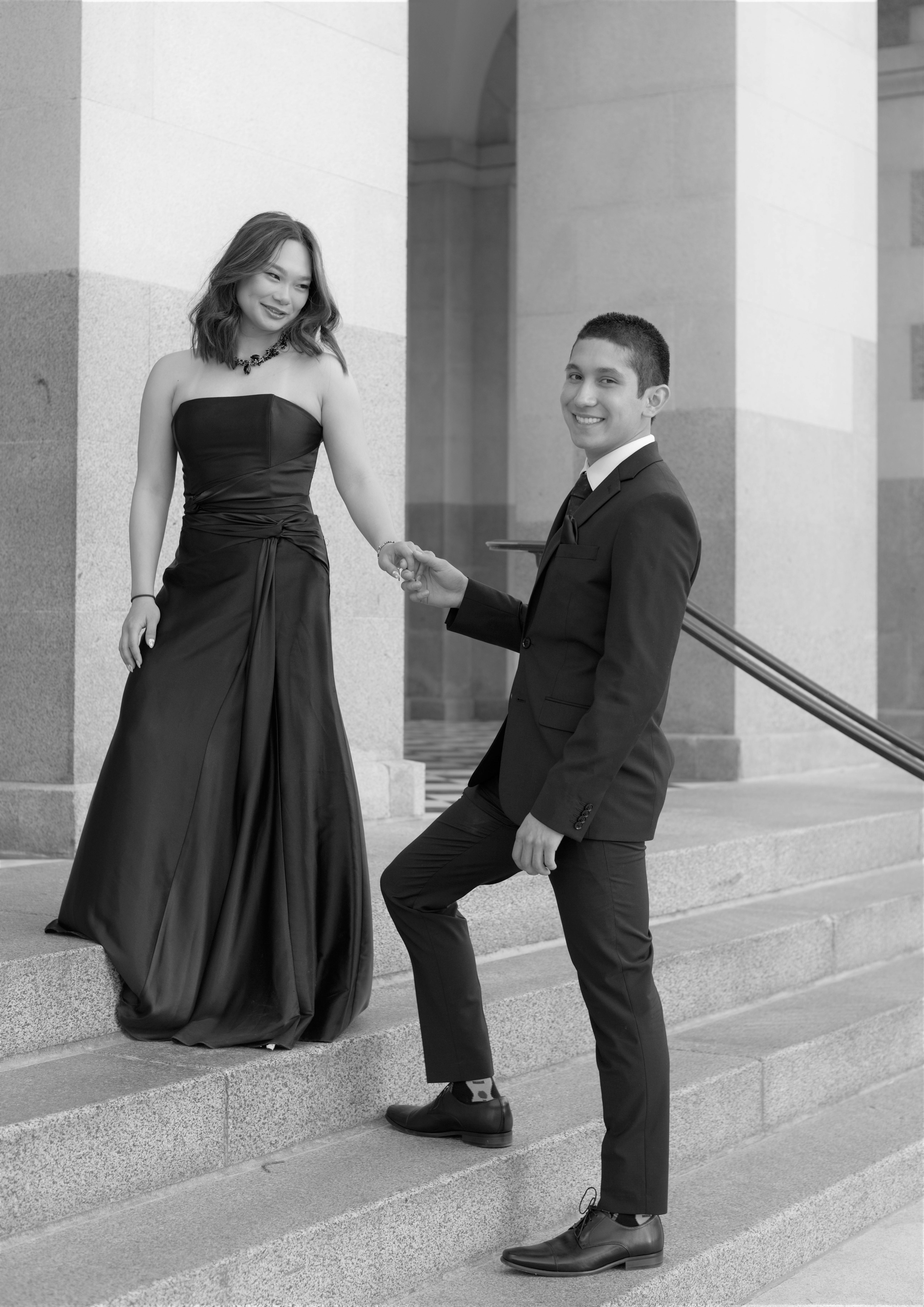 Elegant Actress and Actor Posing on Stairs · Free Stock Photo