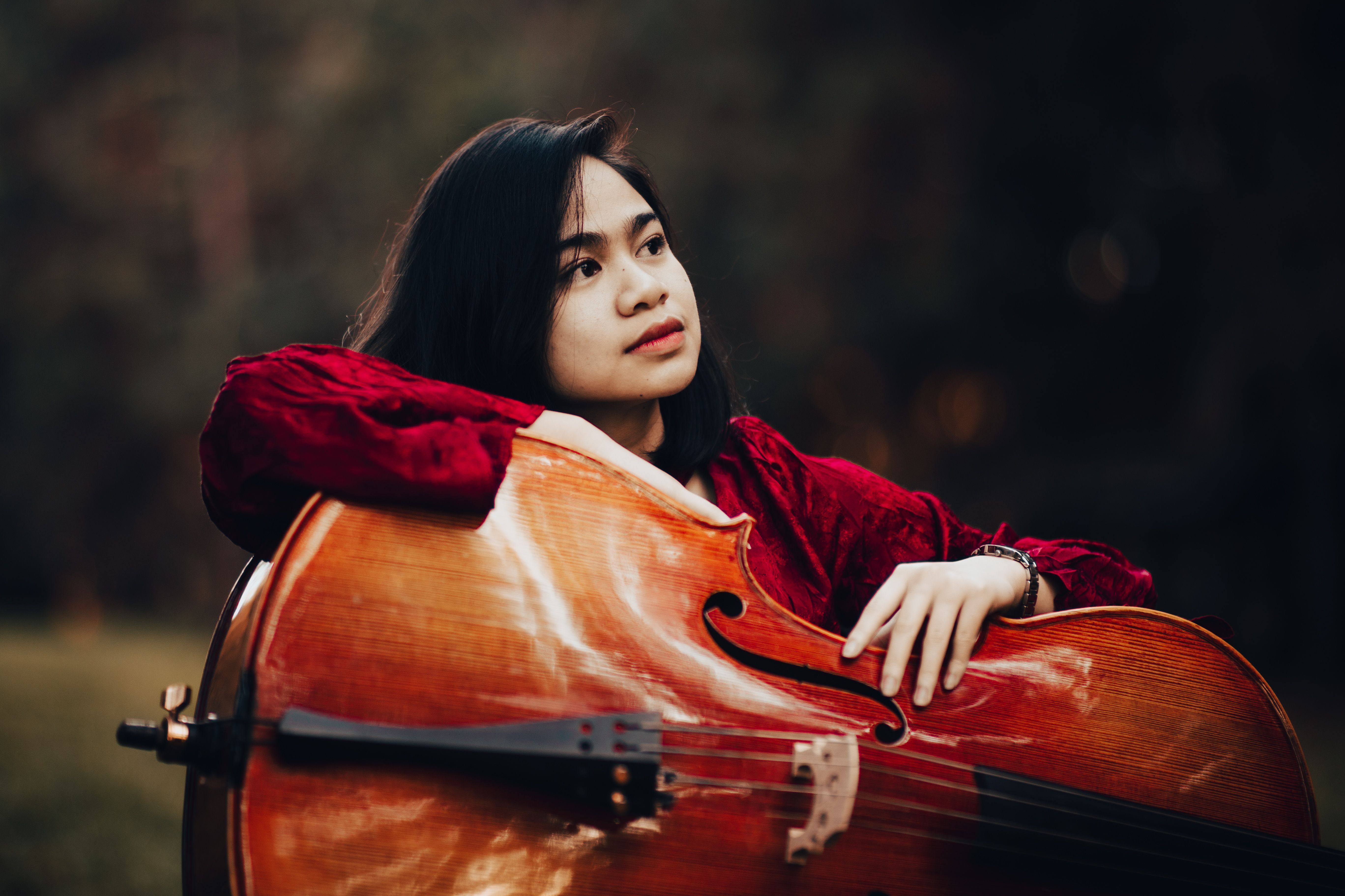 Woman with Double Bass · Free Stock Photo