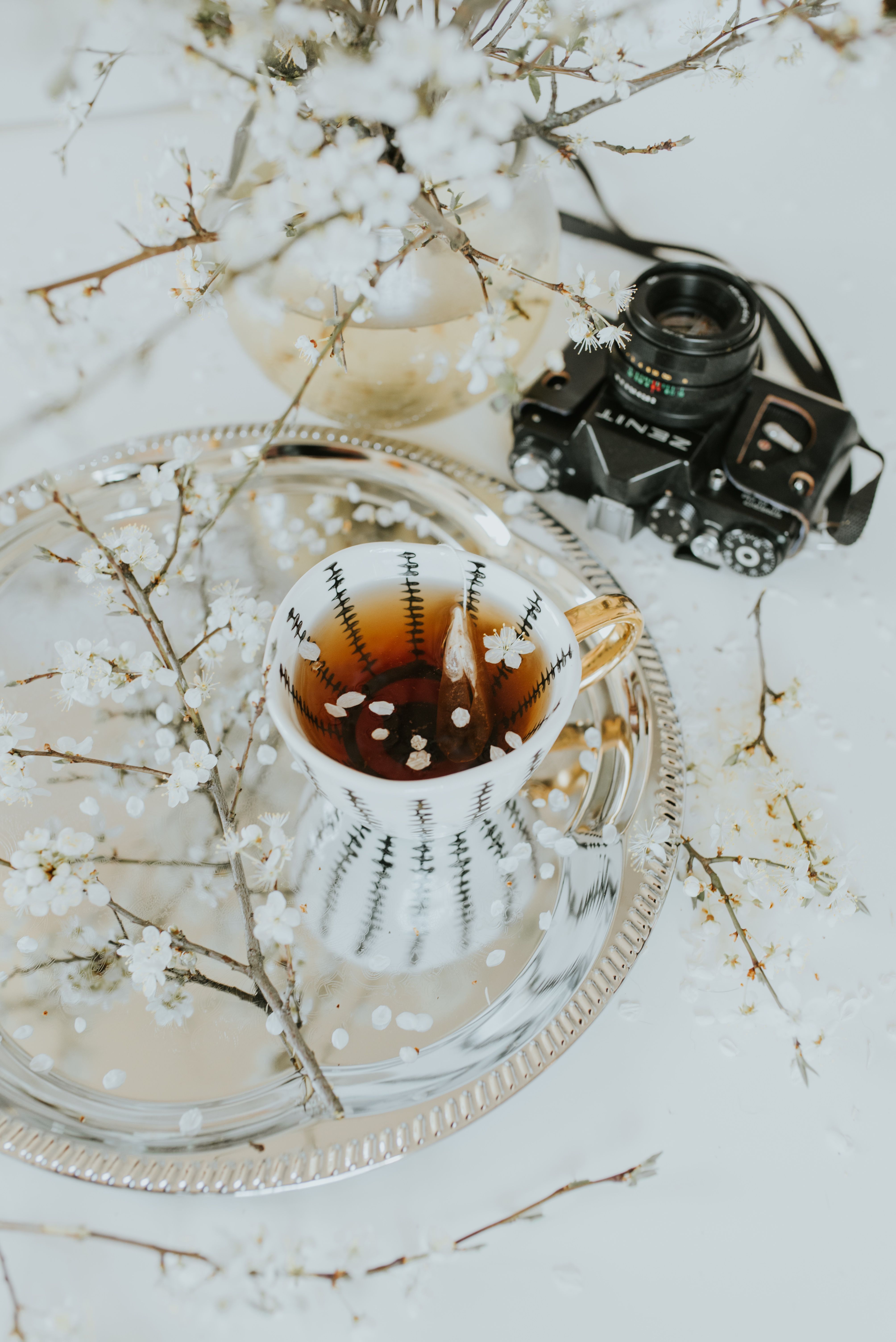 Camera near Tea Cup · Free Stock Photo