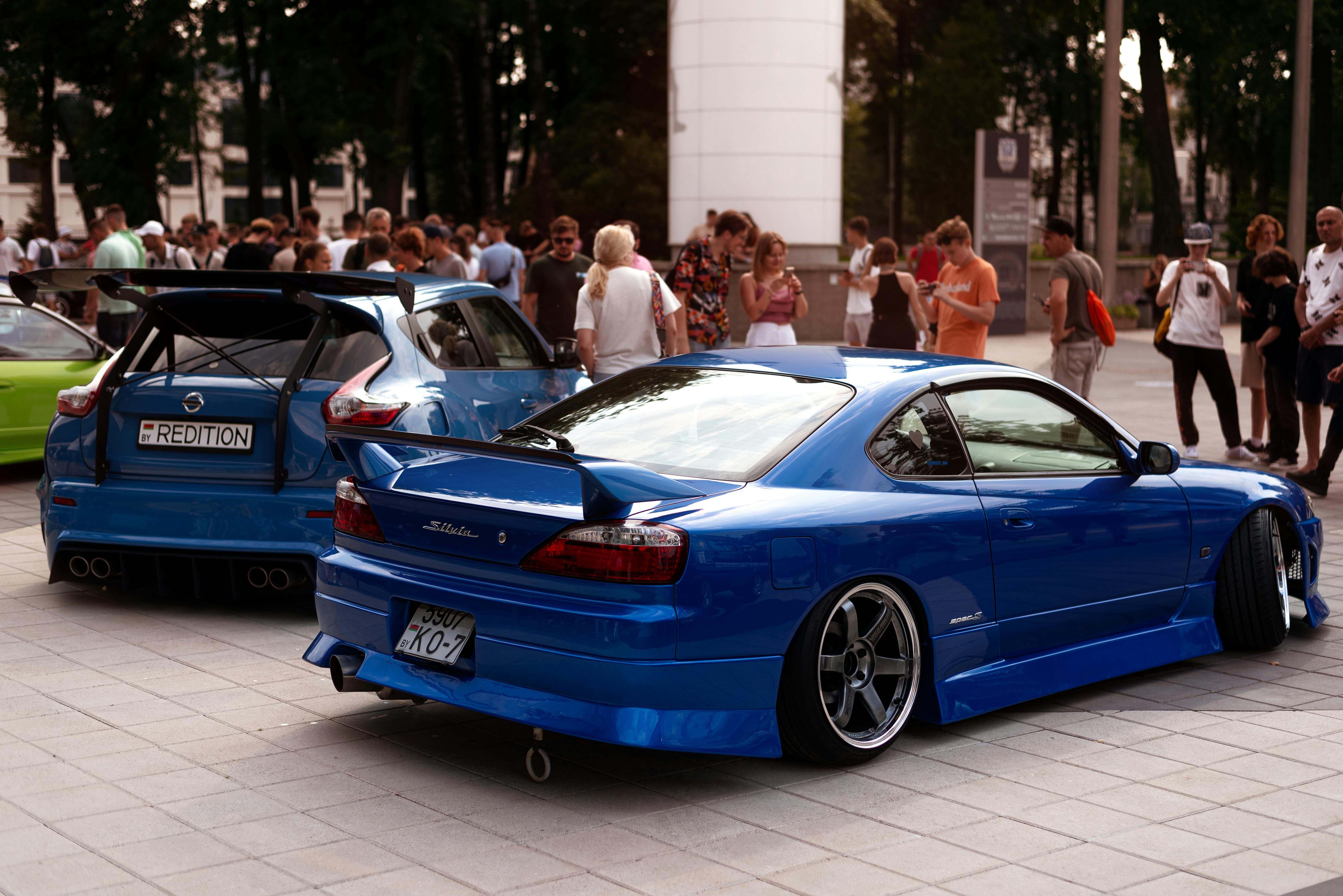 Blue Cars on Pavement · Free Stock Photo