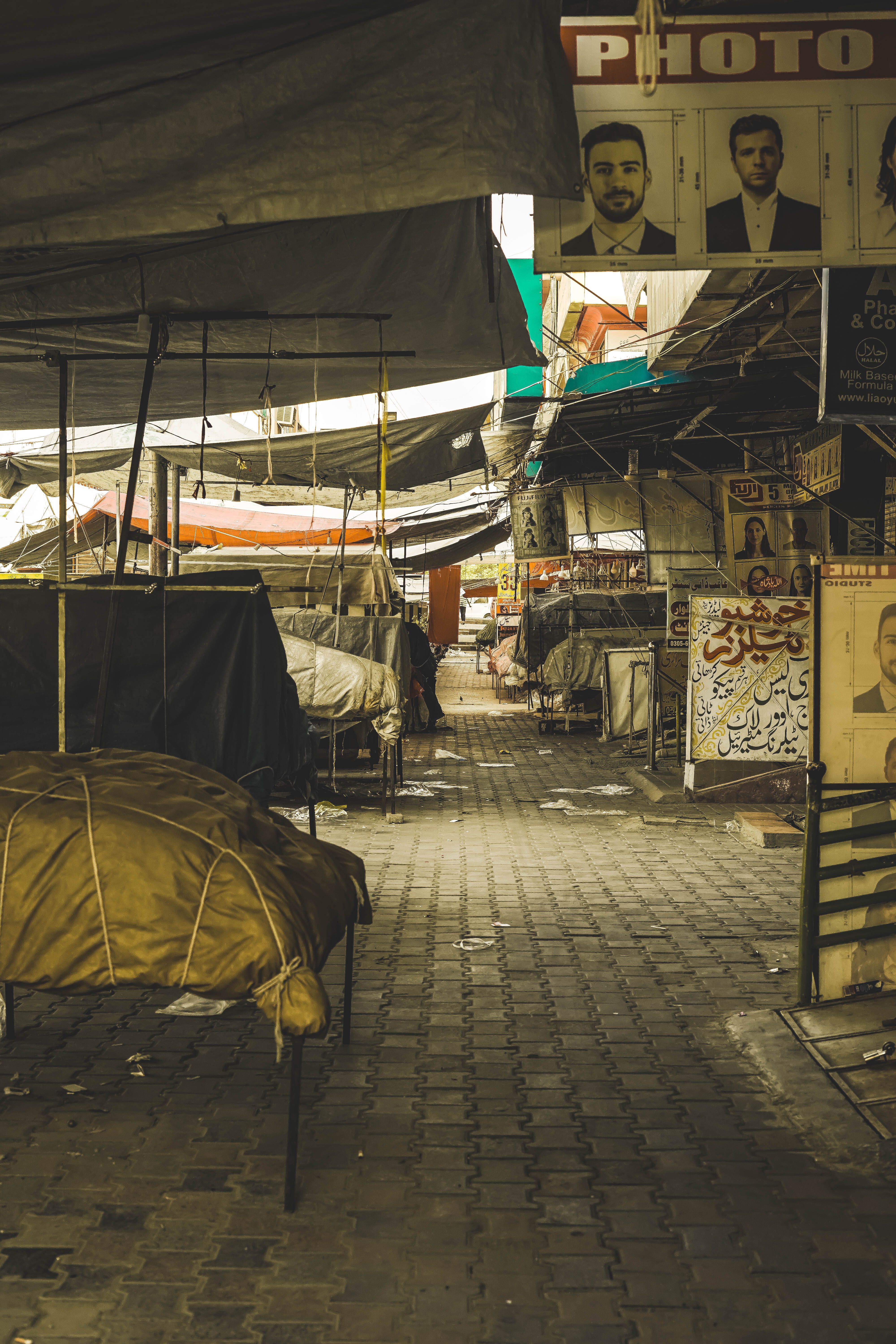 Empty Market Stalls with Cover · Free Stock Photo
