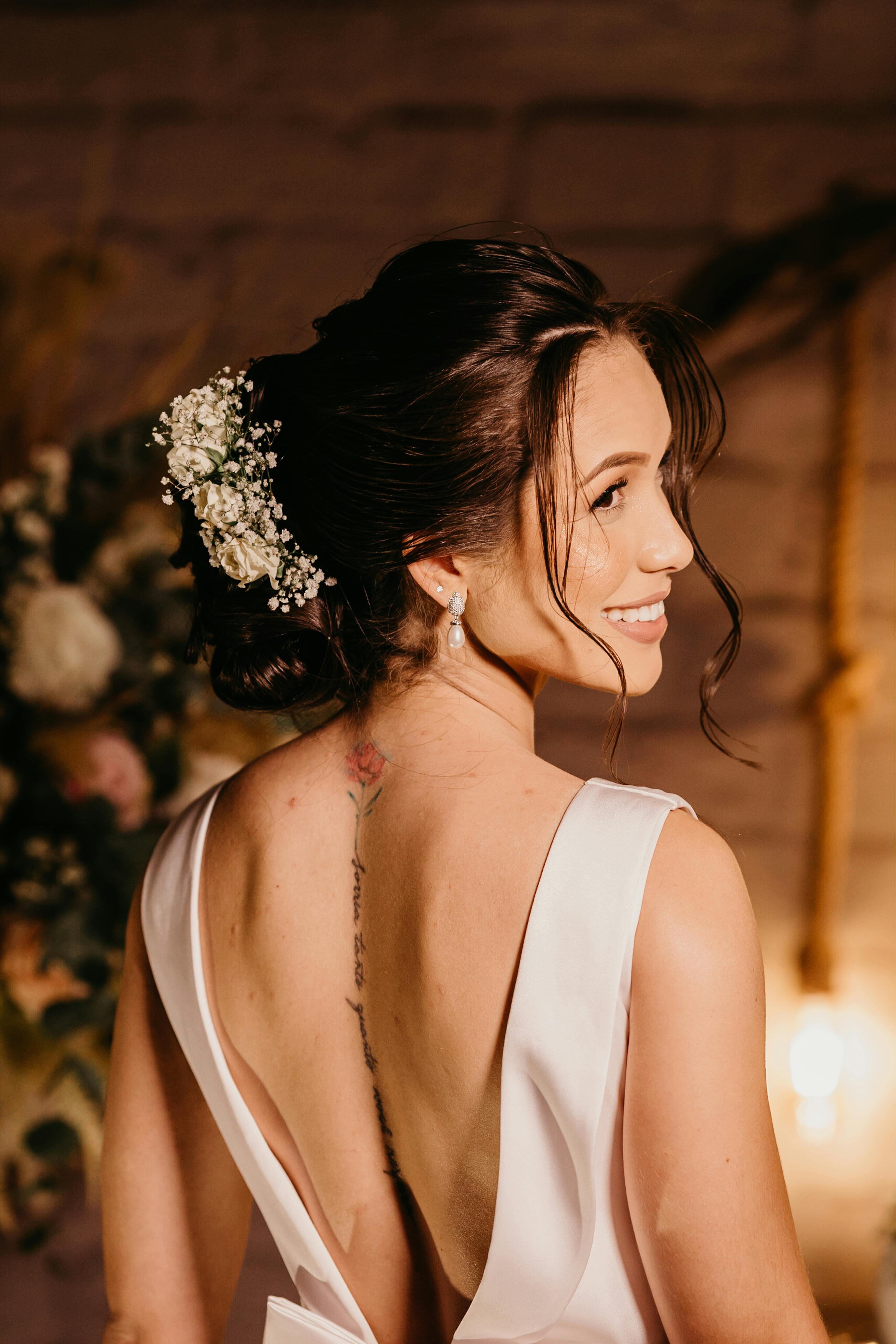 Beautiful Woman in Dress Looking over Shoulder · Free Stock Photo