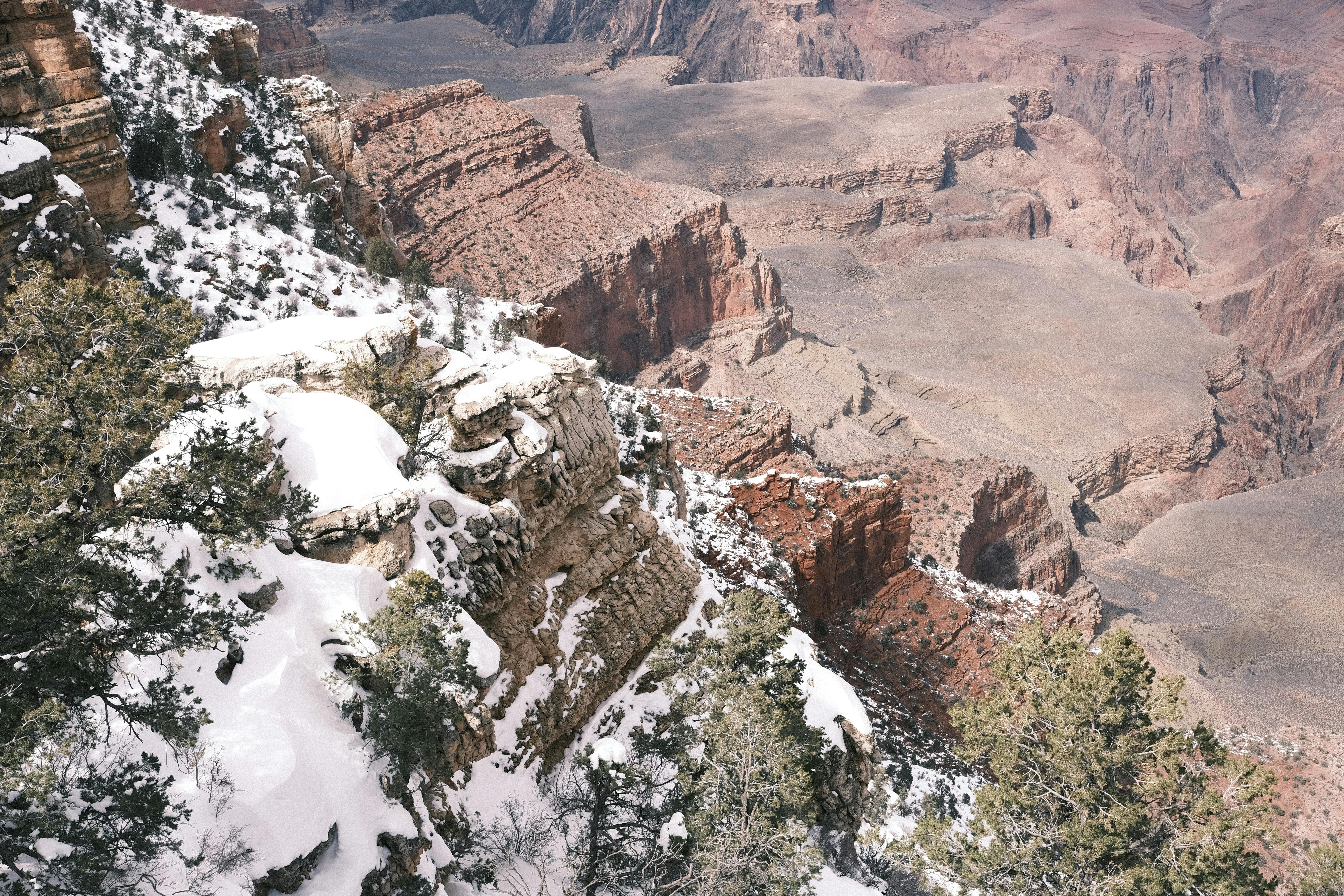 Snow on Rocks in Grand Canyon · Free Stock Photo