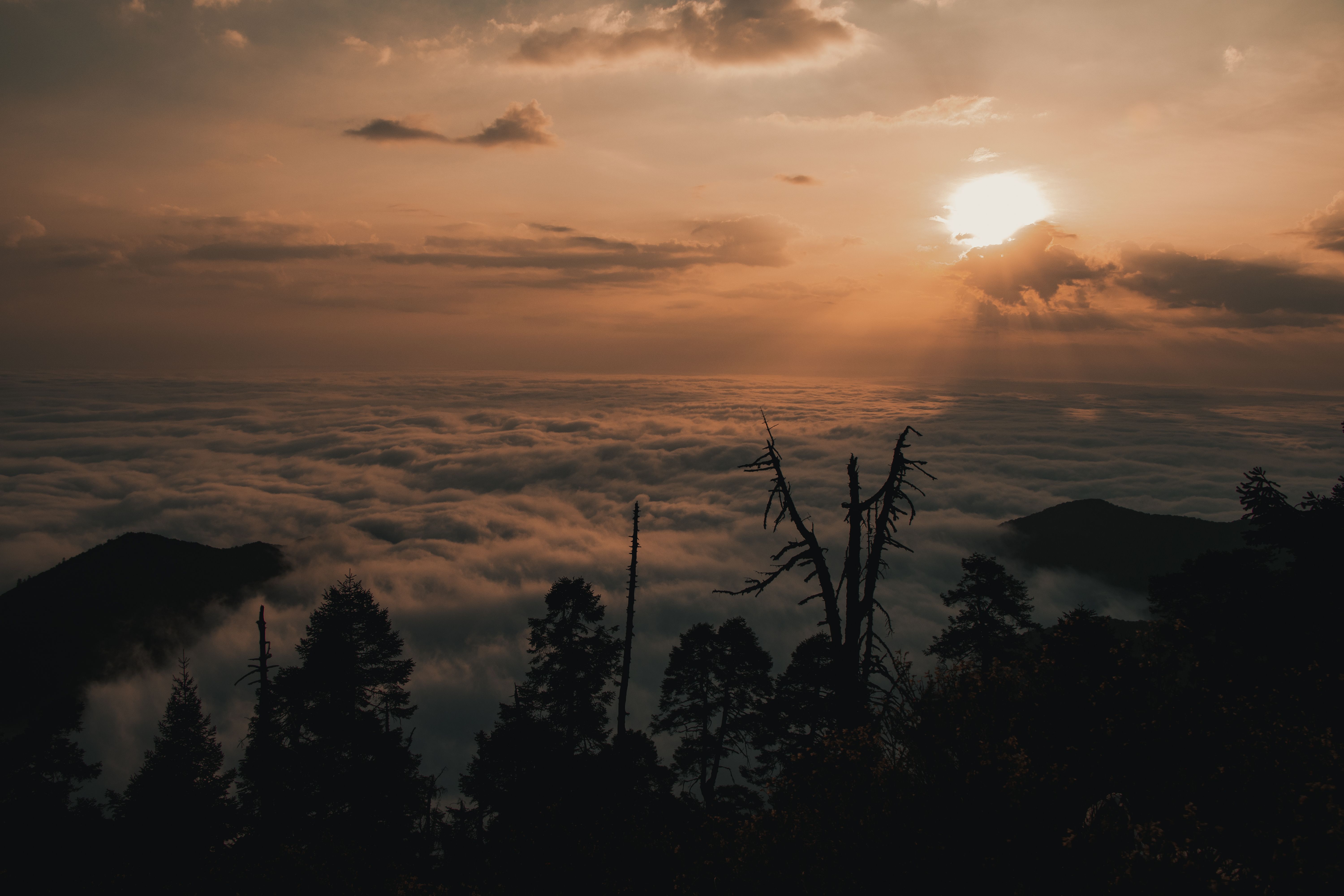Landscape from a Mountain Peak above the Clouds at Sunset · Free Stock ...