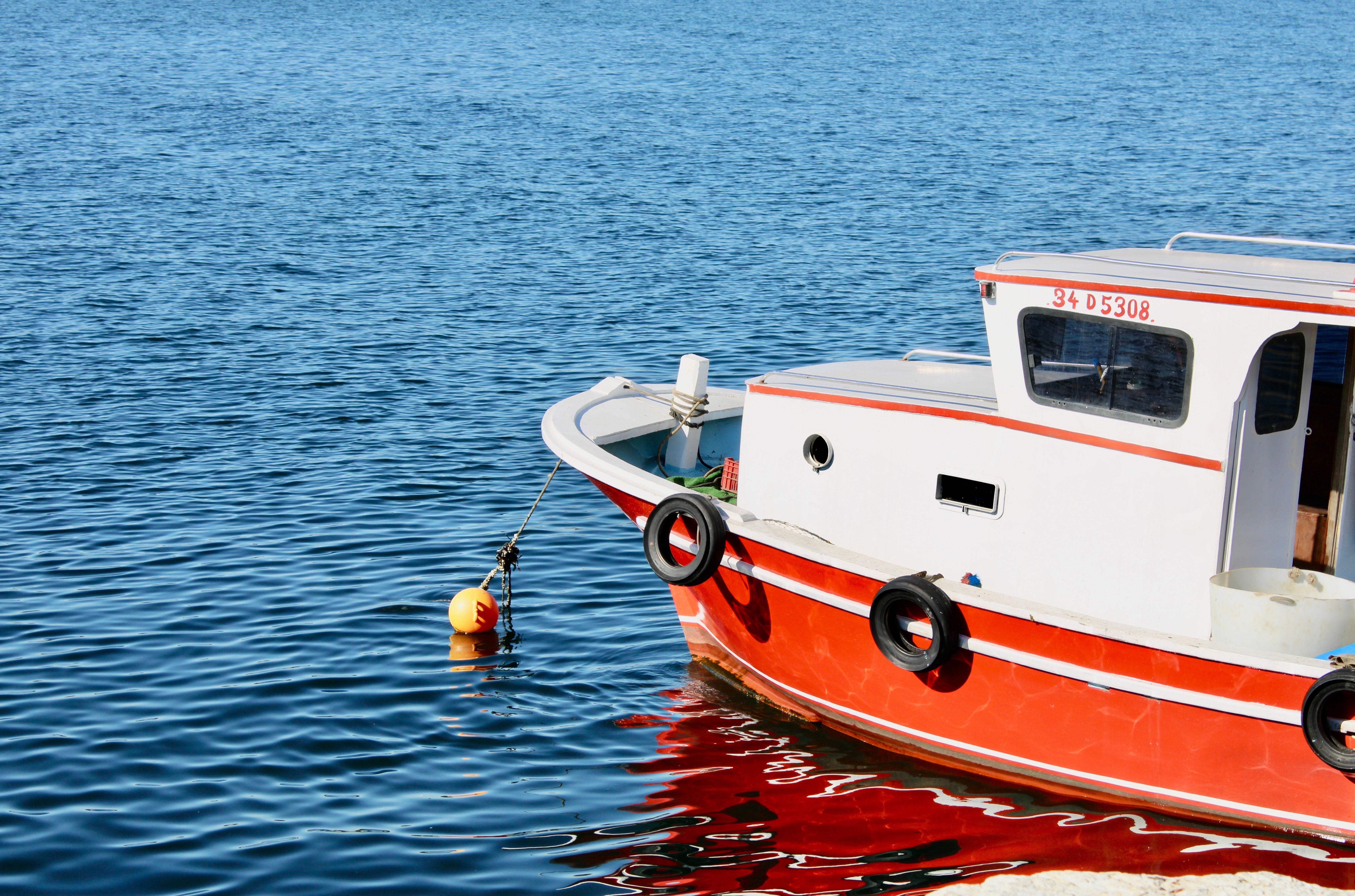 A Boat Swimming in the Ocean · Free Stock Photo